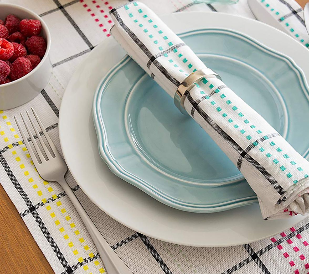 Design Imports Set of (6) Color Pop Plaid Napkins - QVC.com