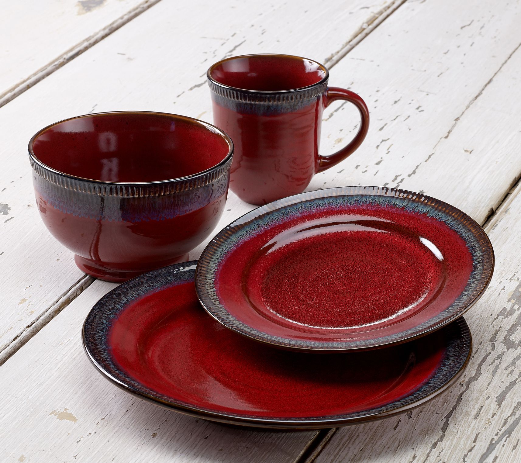 overandback Roswell 16-Piece Reactive Dinnerware Set - QVC.com
