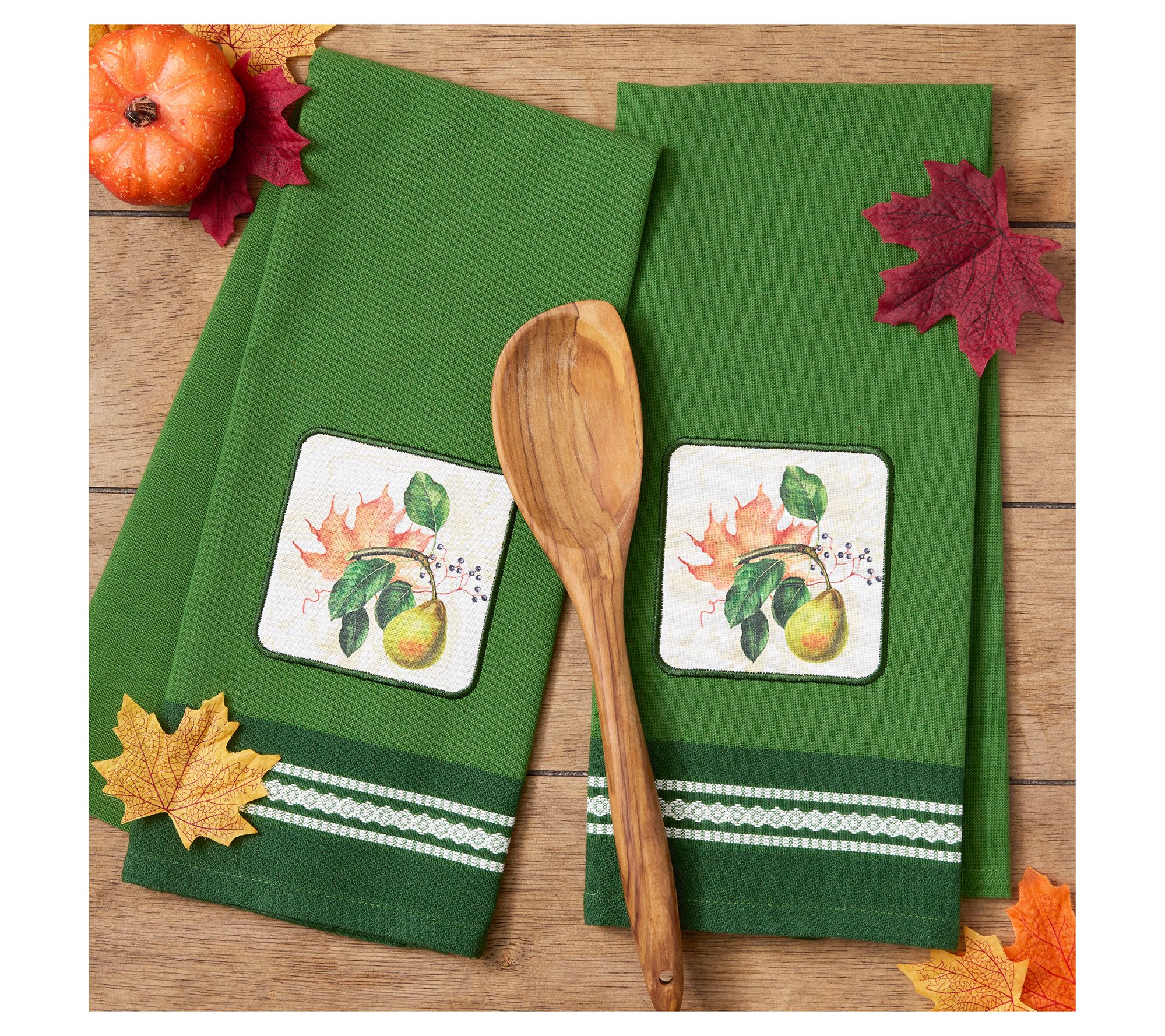 Design Imports Set/2 Botanical Embellished Kitchen Towels - QVC.com