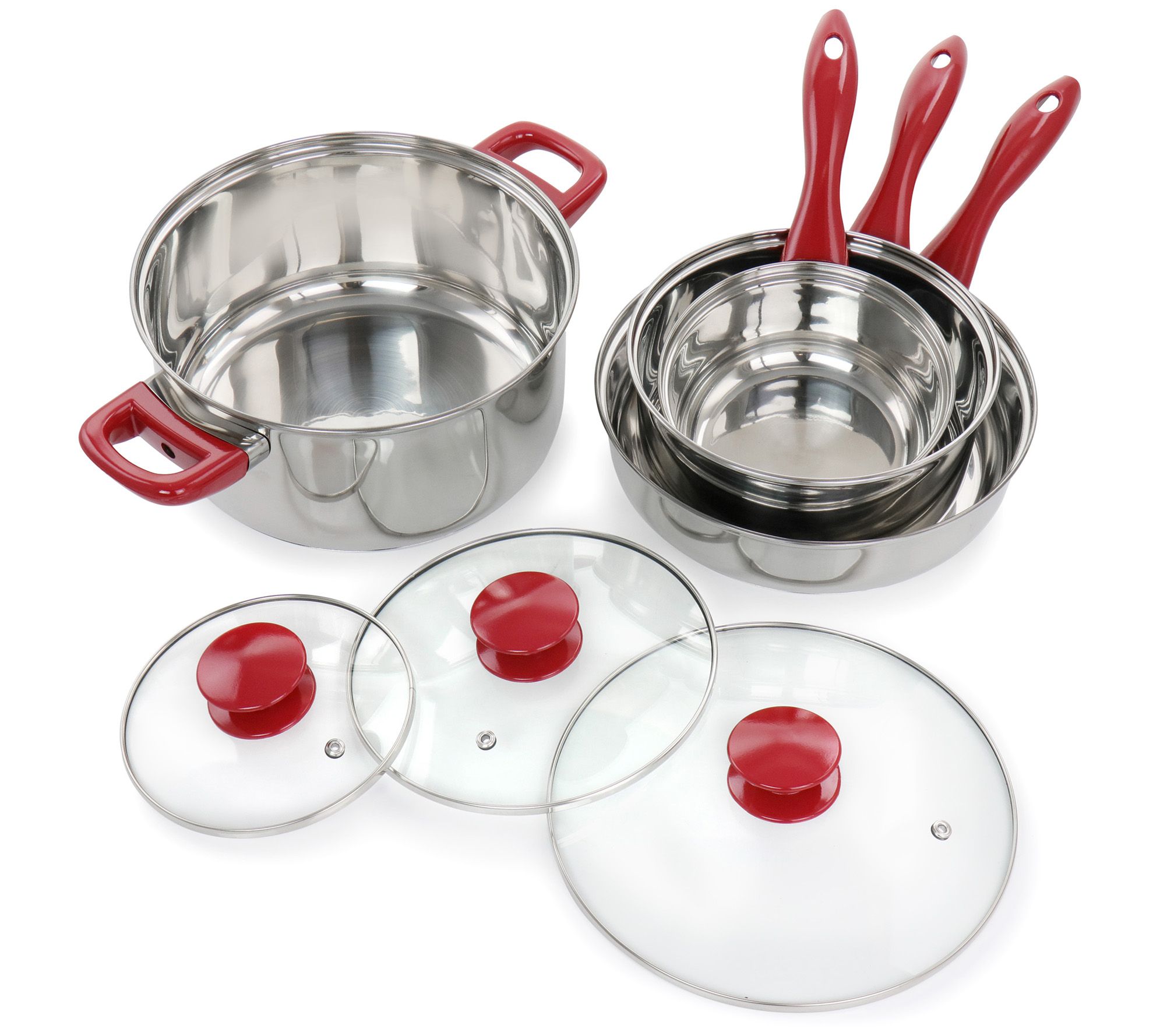 Gibson Home Crawson 7 Piece Stainless Steel Cookware Set - QVC.com