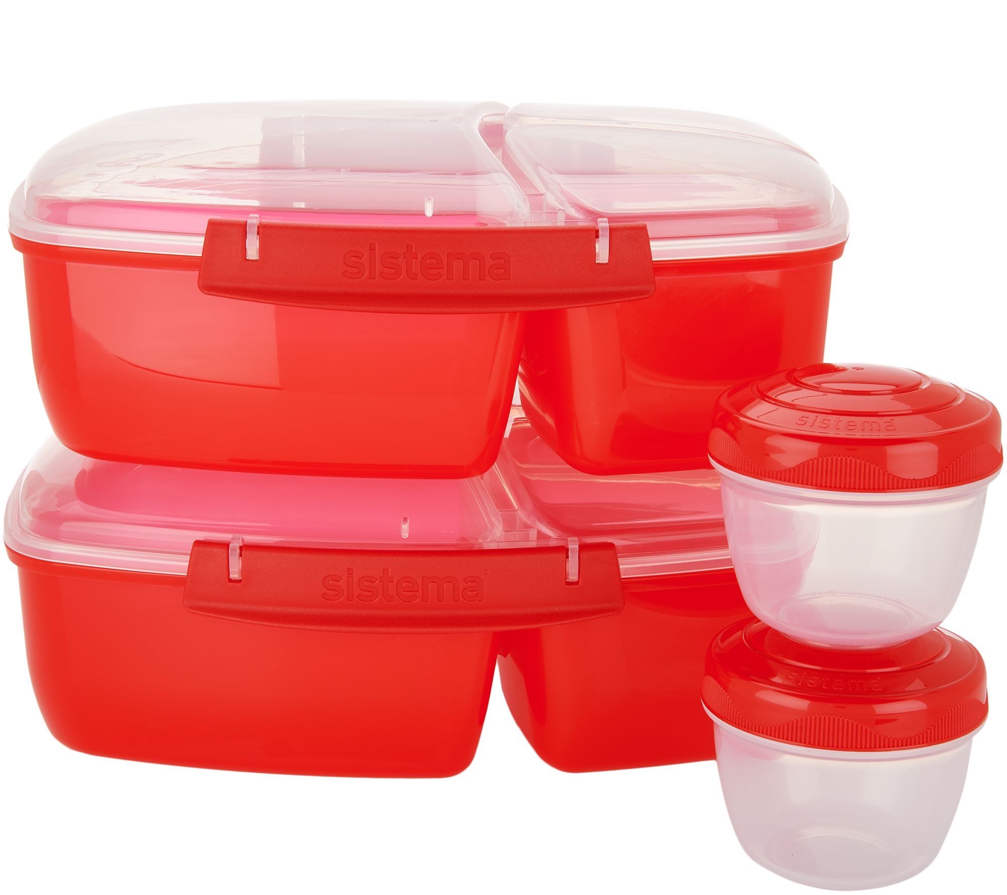 Sistema Set of 2 To-Go Triple Split Containers with 2 Yogurt Pots - QVC.com