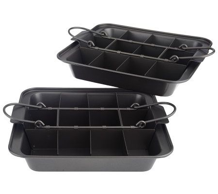 "As Is" Slice Solutions Set/2 Nonstick Carbon 8"x 8" Pan - QVC.com