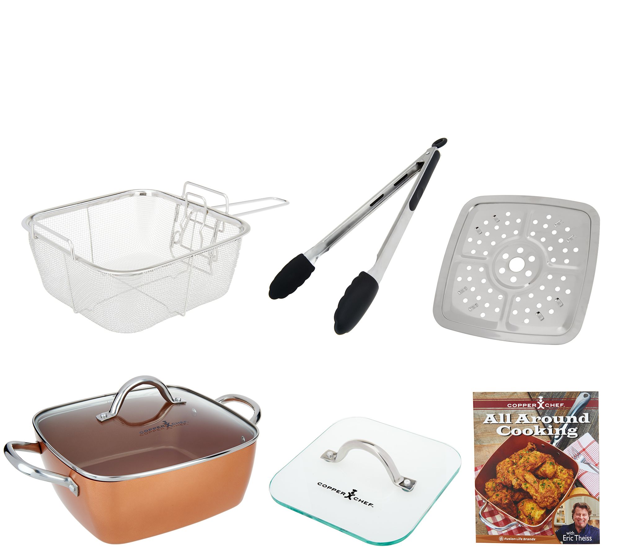 Copper Chef 9.5" Square Pan with 5-Piece Cooking System & Recipes - QVC.com