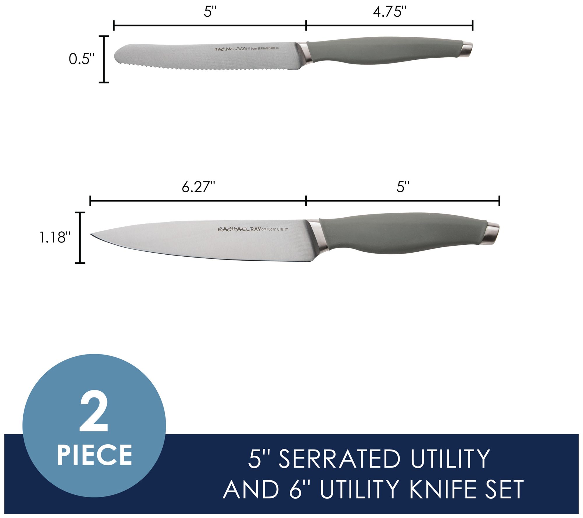 Rachael Ray Japanese Stainless Steel Utility Knife Set, 2-pc - QVC.com