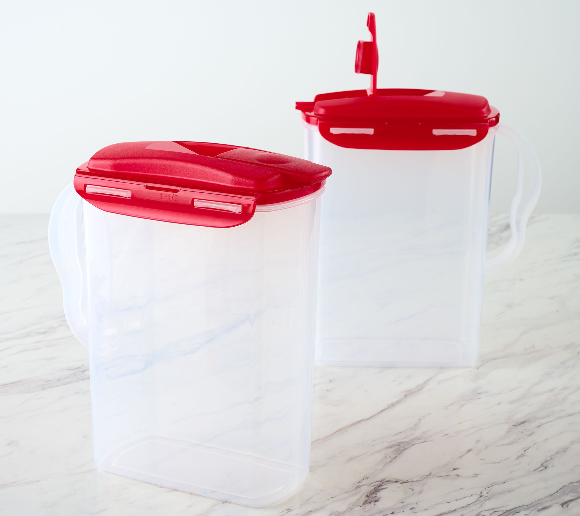 LocknLock Set of (2) 1-Gallon Pitchers w/ (2) Travel Lids - QVC.com
