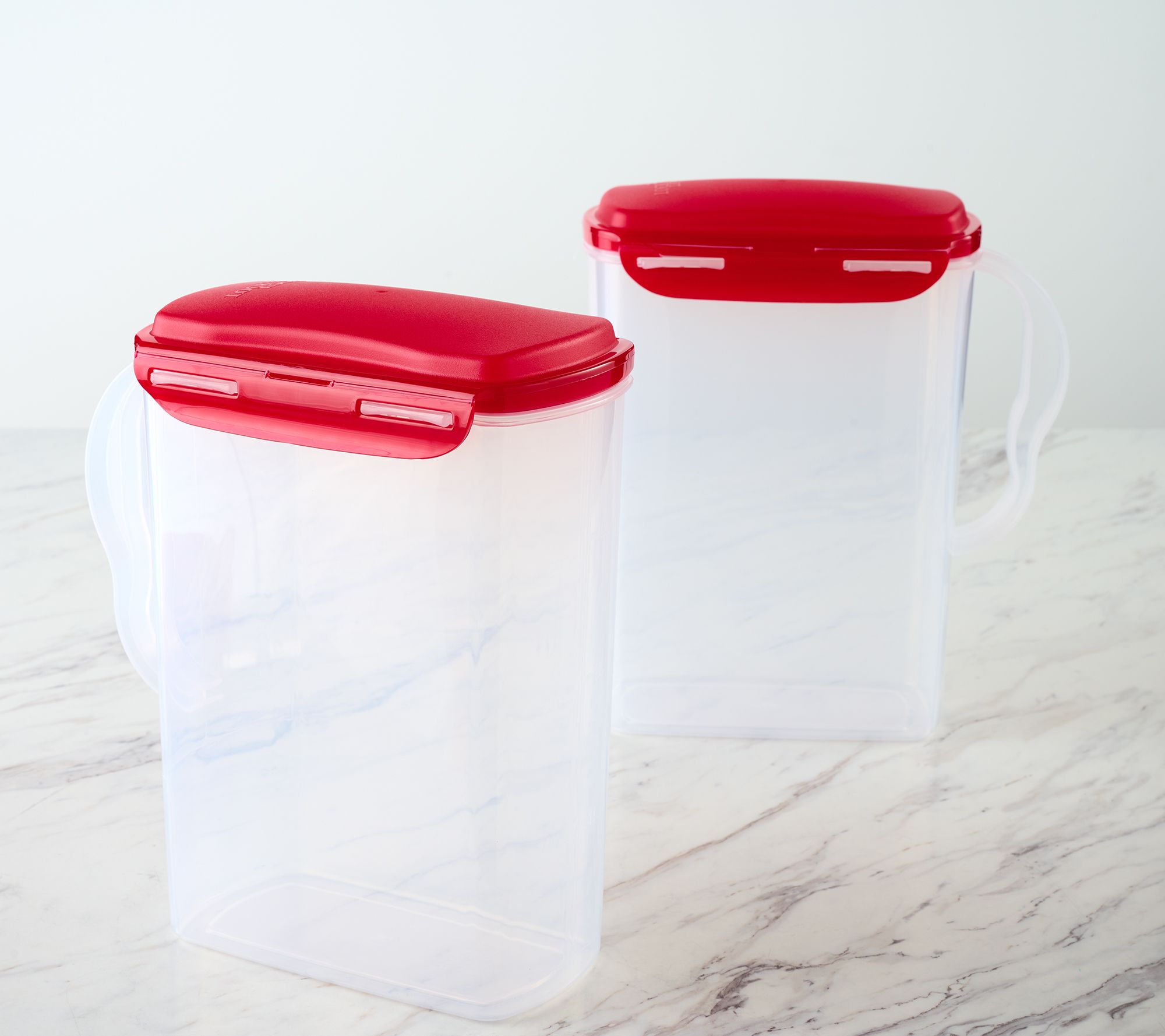 LocknLock Set of (2) 1-Gallon Pitchers w/ (2) Travel Lids - QVC.com