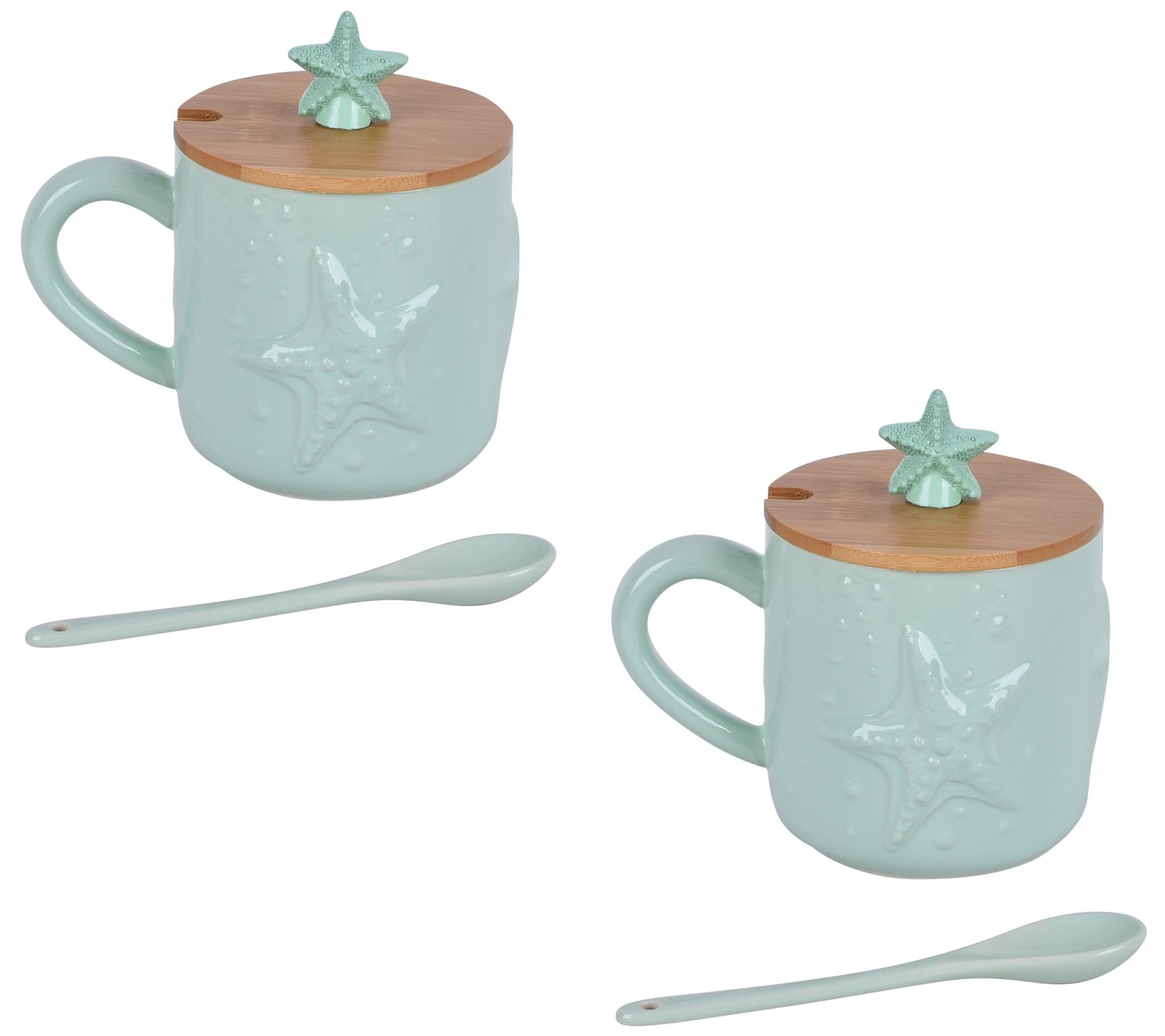 "As Is" Temp- tations Knotical Set of (2) 18oz Lidded Mugs w/ Spoons ...