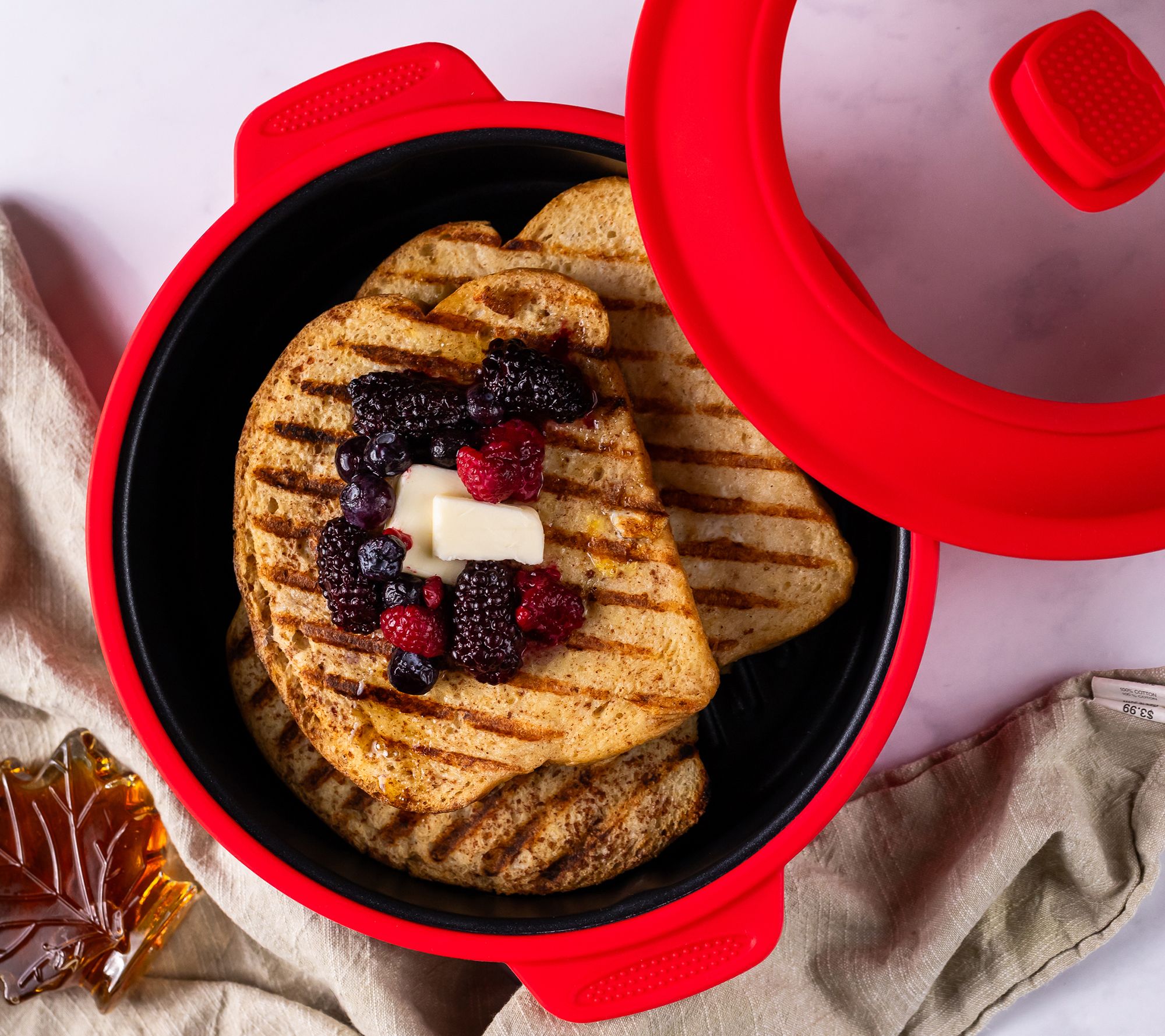 Prepology 9" Microwave Grill Pan w/ Silicone & Glass Lid - QVC.com