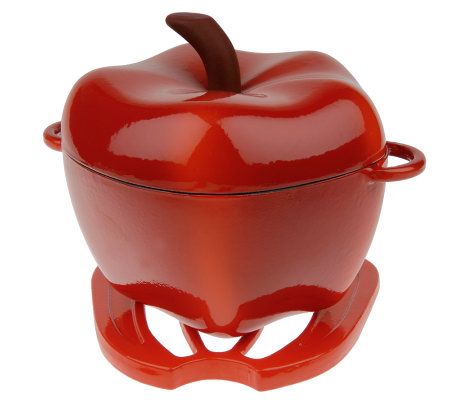 Technique Enameled Cast Iron 2.5 qt Red Apple Pot w/Trivet - QVC.com