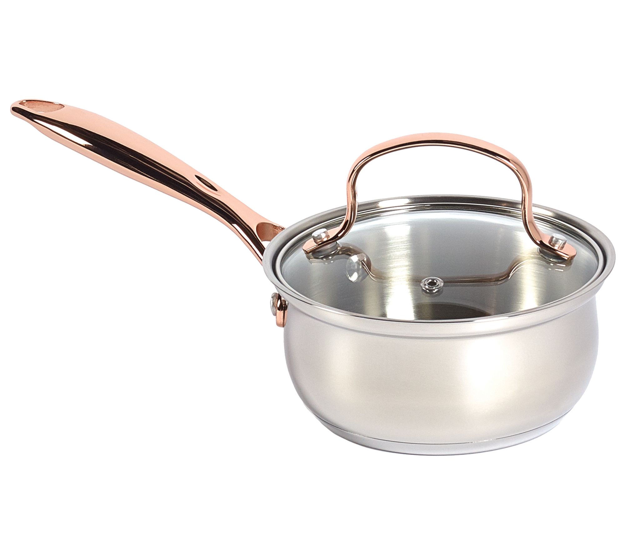 Denmark 10-Piece Stainless Steel Cookware Set w Copper Handles - QVC.com