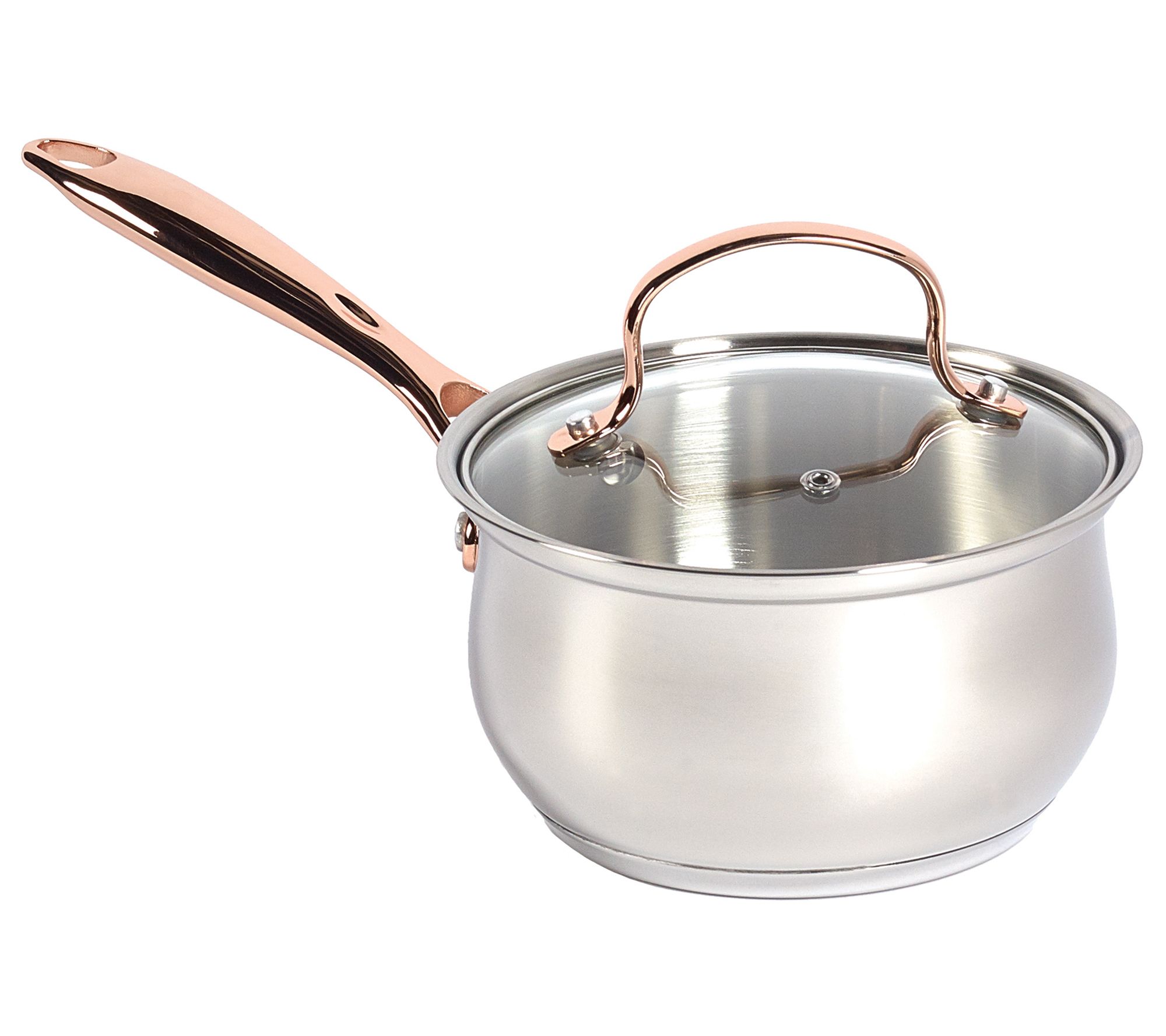 Denmark 10-Piece Stainless Steel Cookware Set w Copper Handles - QVC.com