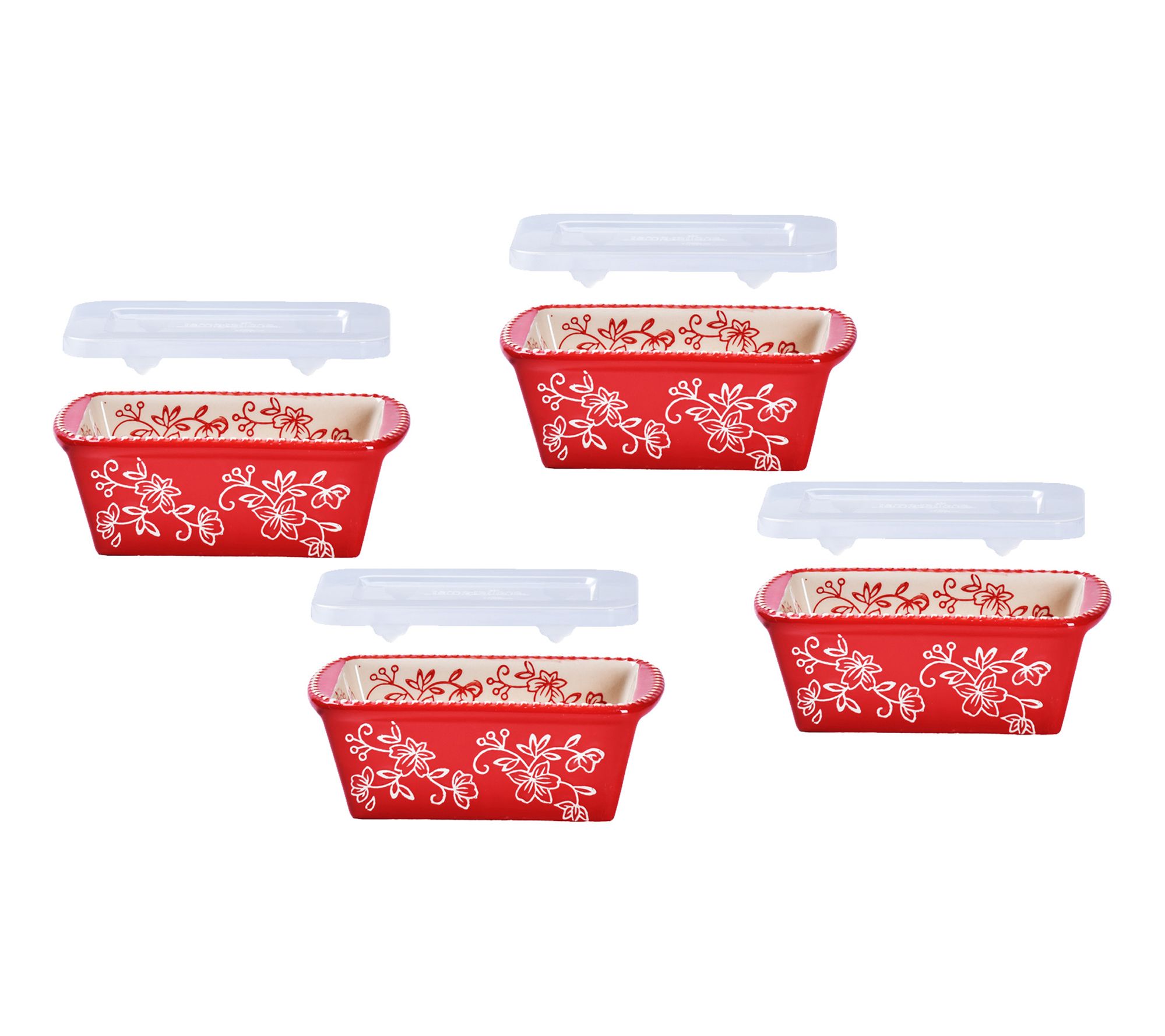 Temp-tations Seasonal Set of (4) 12-oz Mini Loaf Pans w/ Lids - QVC.com
