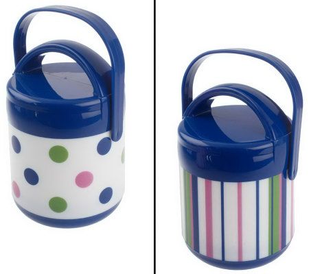 Polka Dot or Stripe 28 oz.Insulated Food Containers - QVC.com