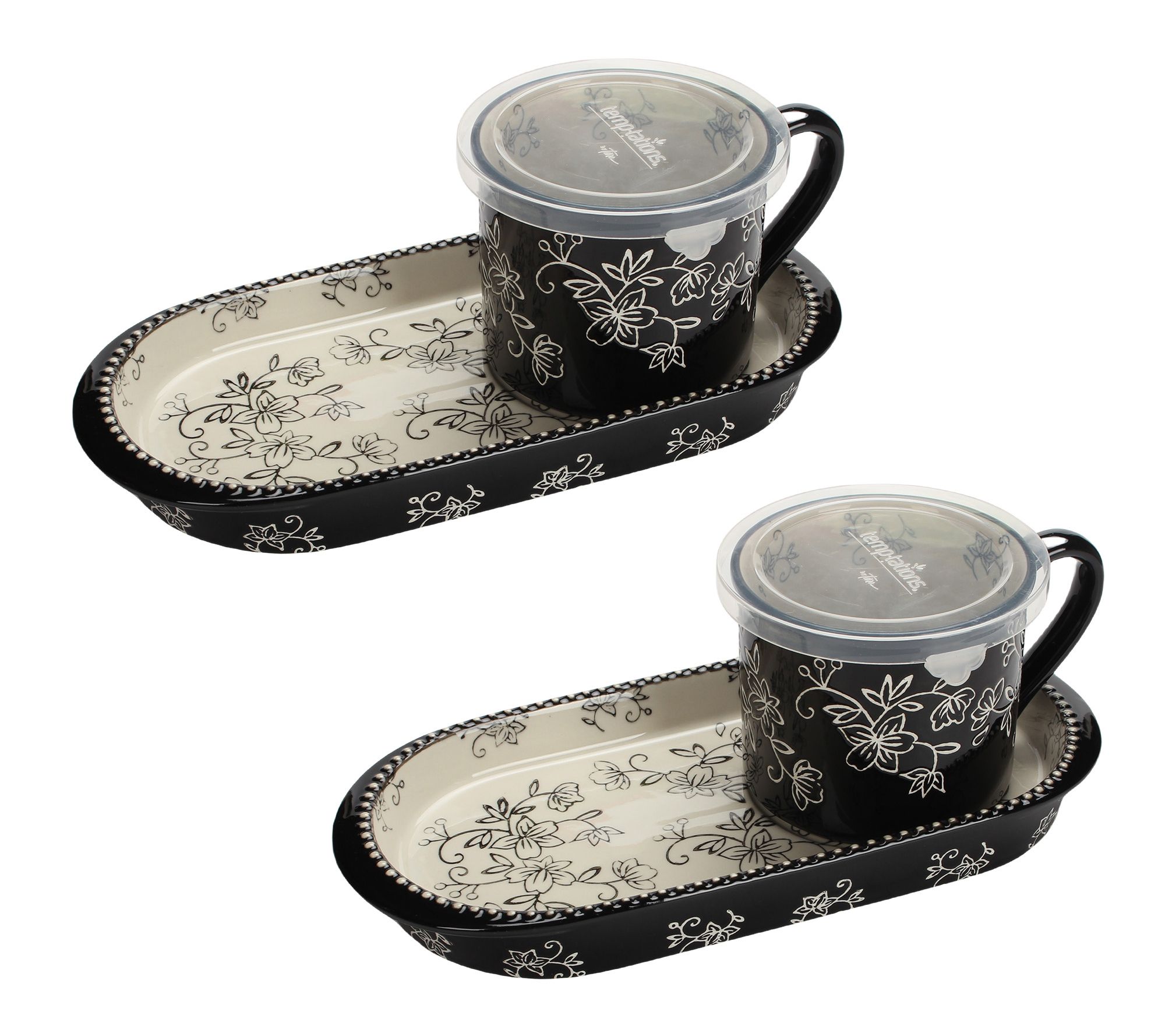 Temp-tations Floral Lace Set of (2) Soup and Sandwich Sets - QVC.com