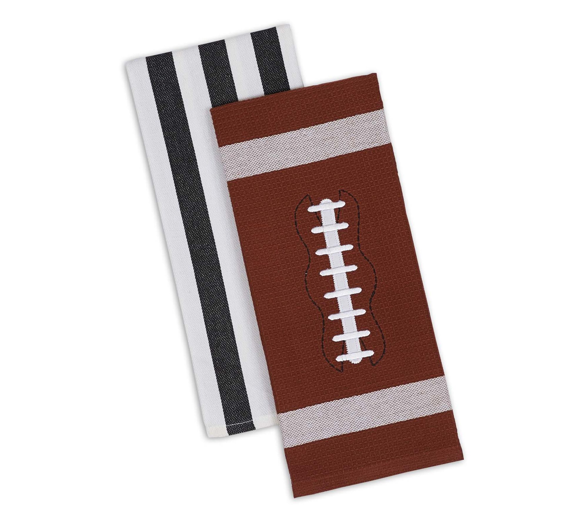 Design Imports Set of 2 Football & Stripes Kitchen Towels - QVC.com