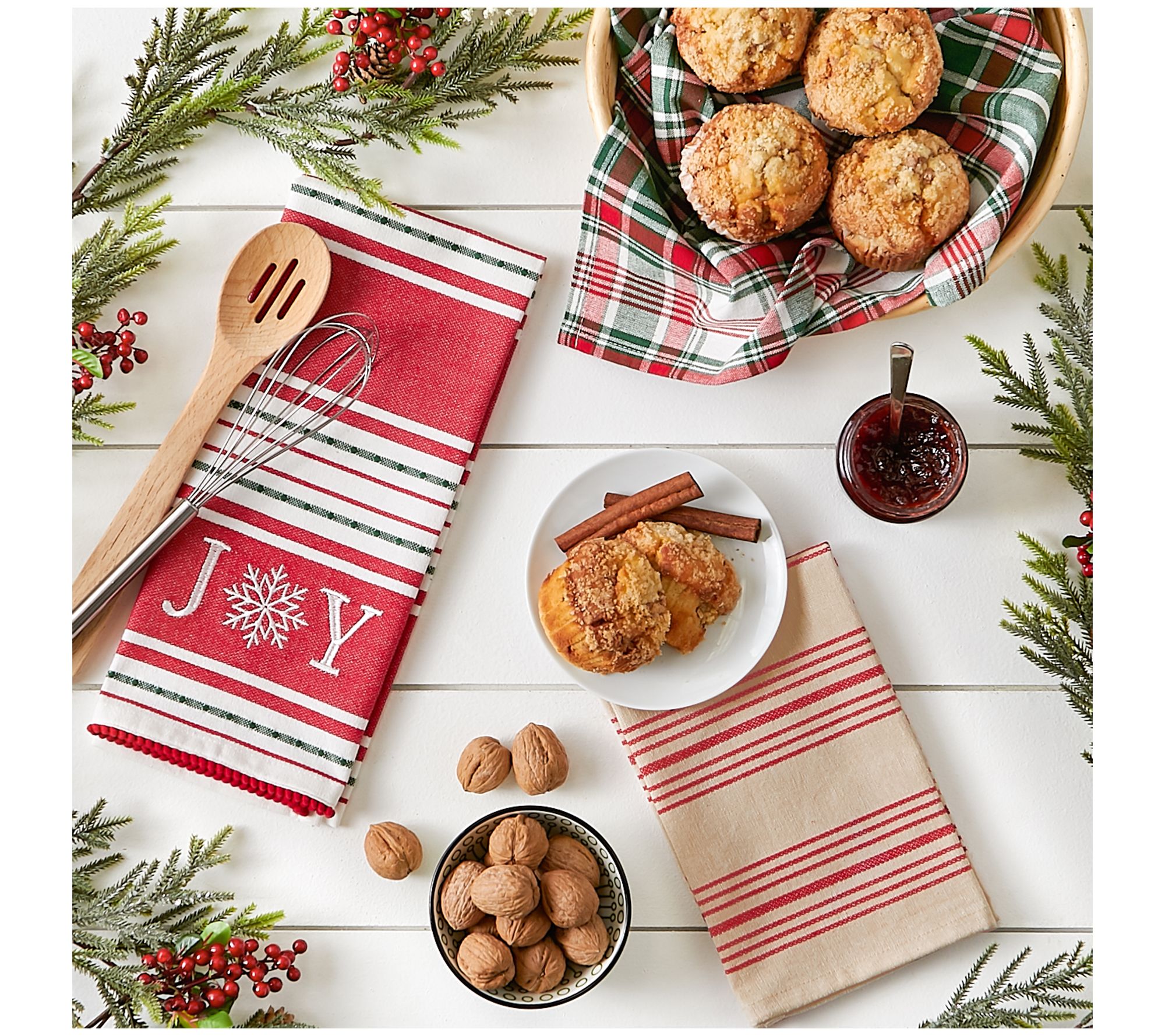 Design Imports Set of 3 Assorted Joy Snowflake Kitchen Towels - QVC.com