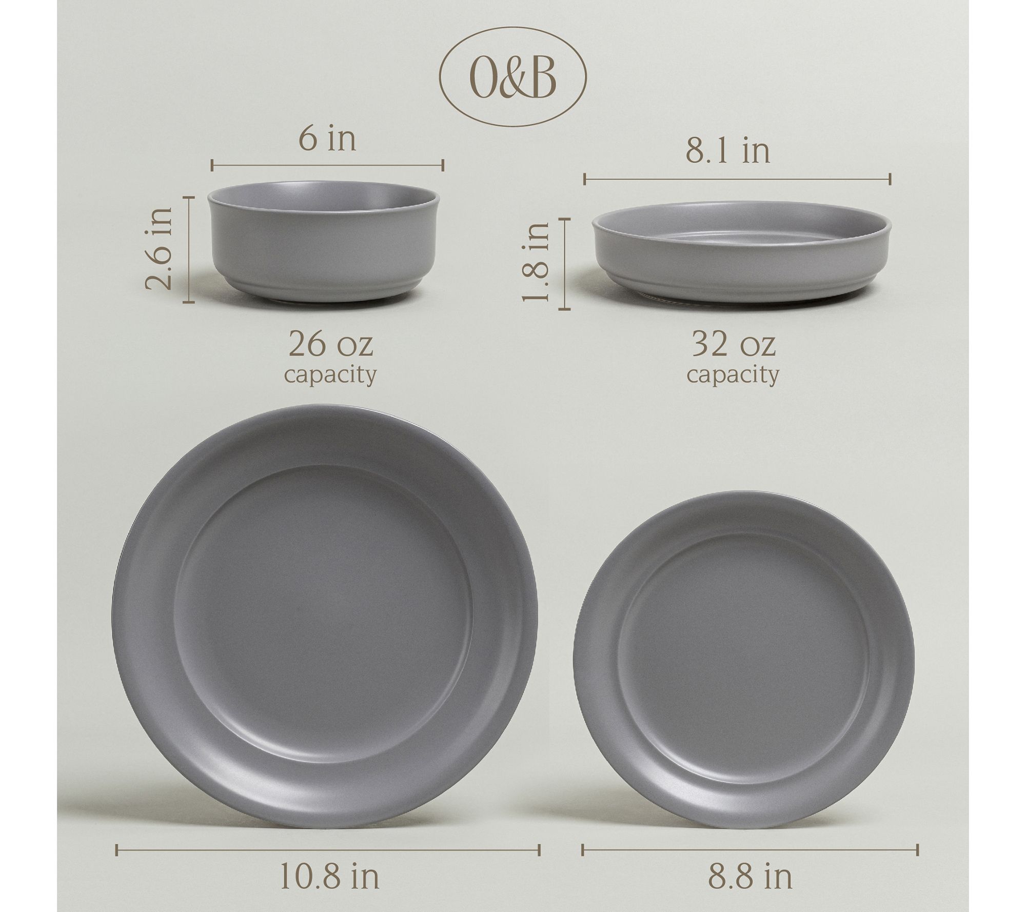 over&back Rimmed 16-Piece Semi-Matte Stoneware Dinnerware Set - QVC.com