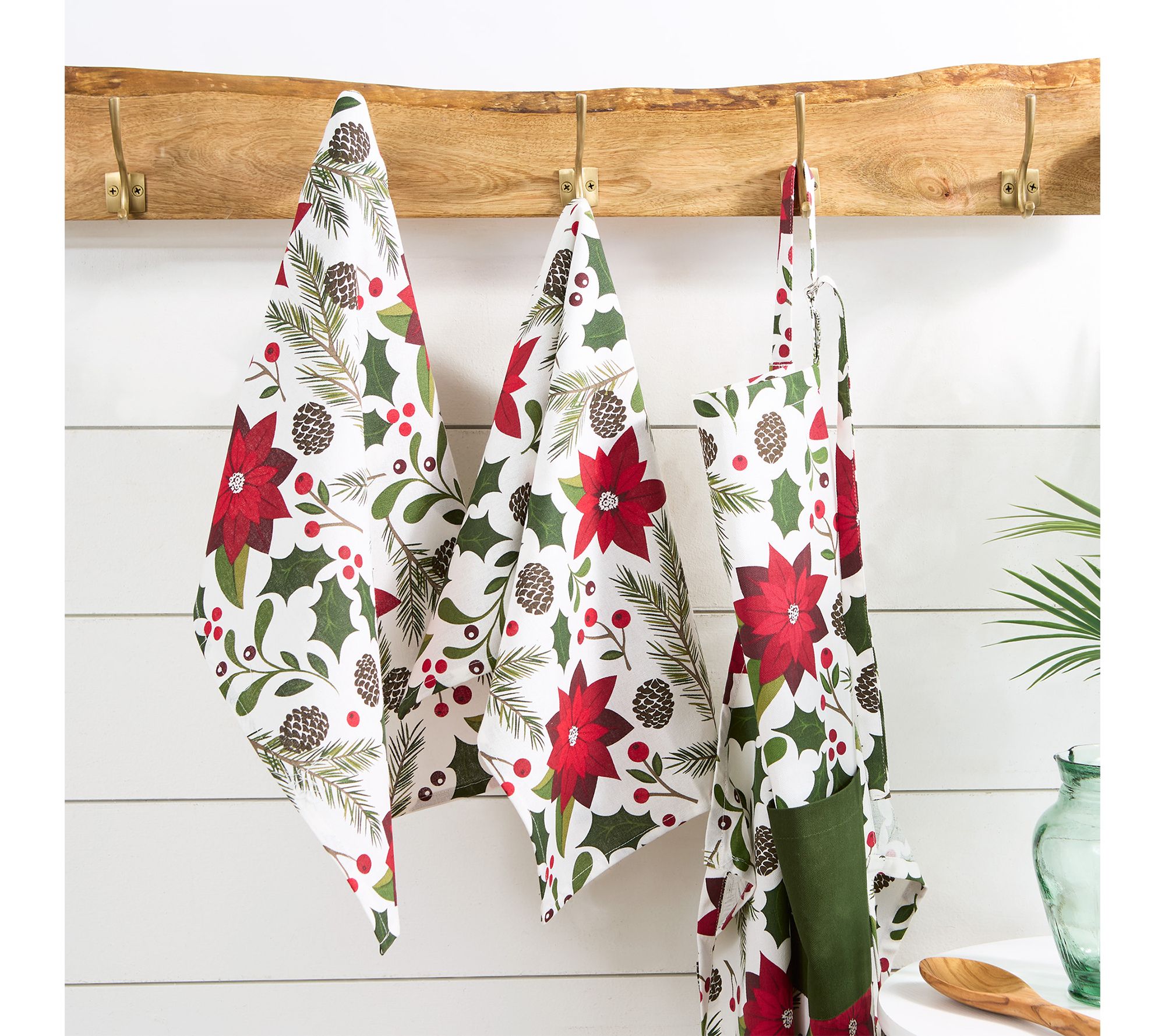 Design Imports Woodland Christmas Chef Apron &itchen Towels - QVC.com