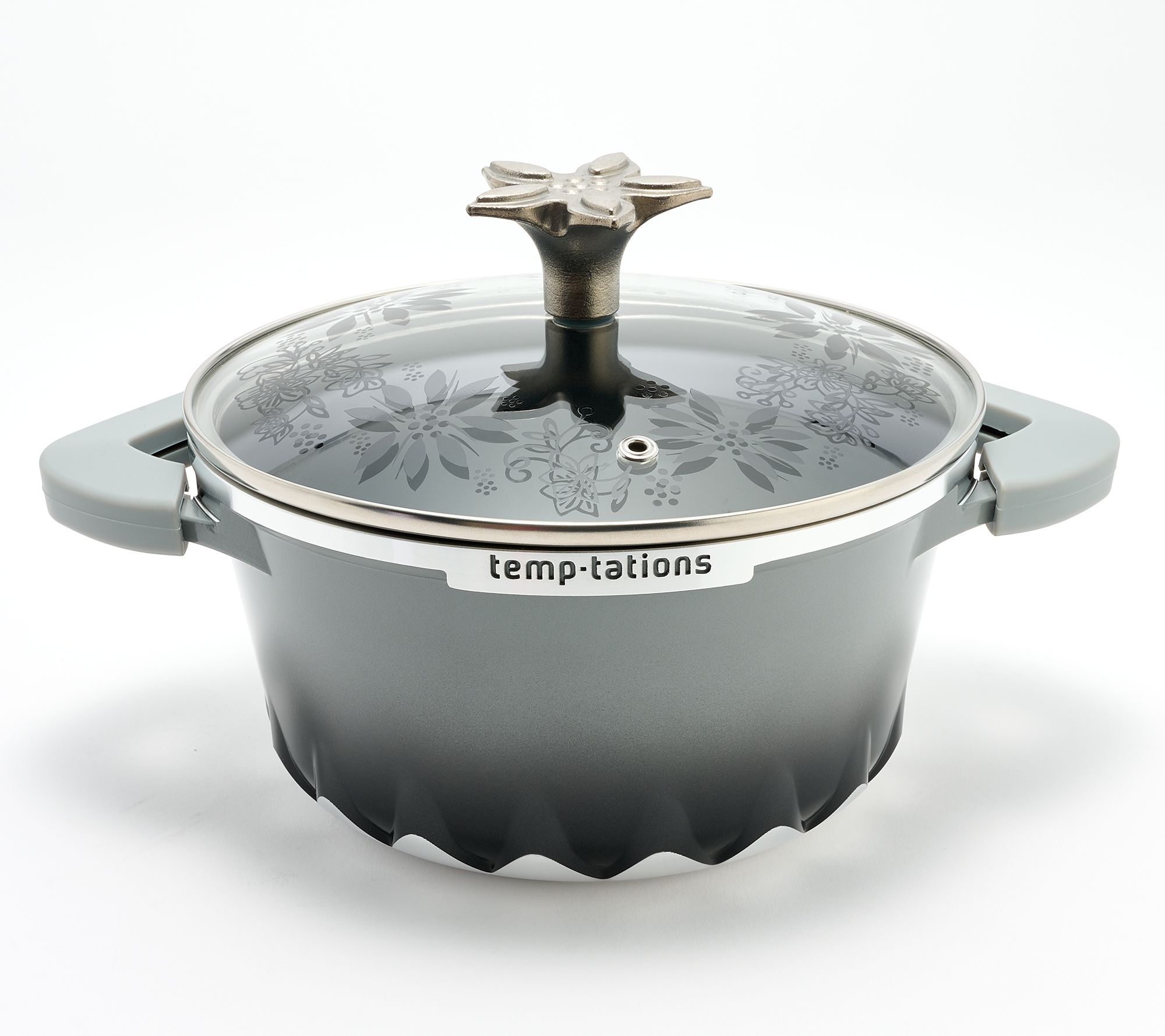 "As Is" Temp-tations 3-Piece Swing Lid Cookware Set W/ Grips - QVC.com