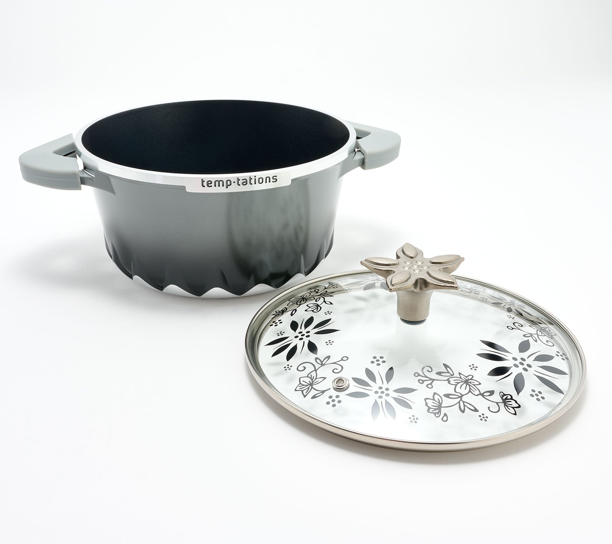 "As Is" Temp-tations 3-Piece Swing Lid Cookware Set W/ Grips - QVC.com