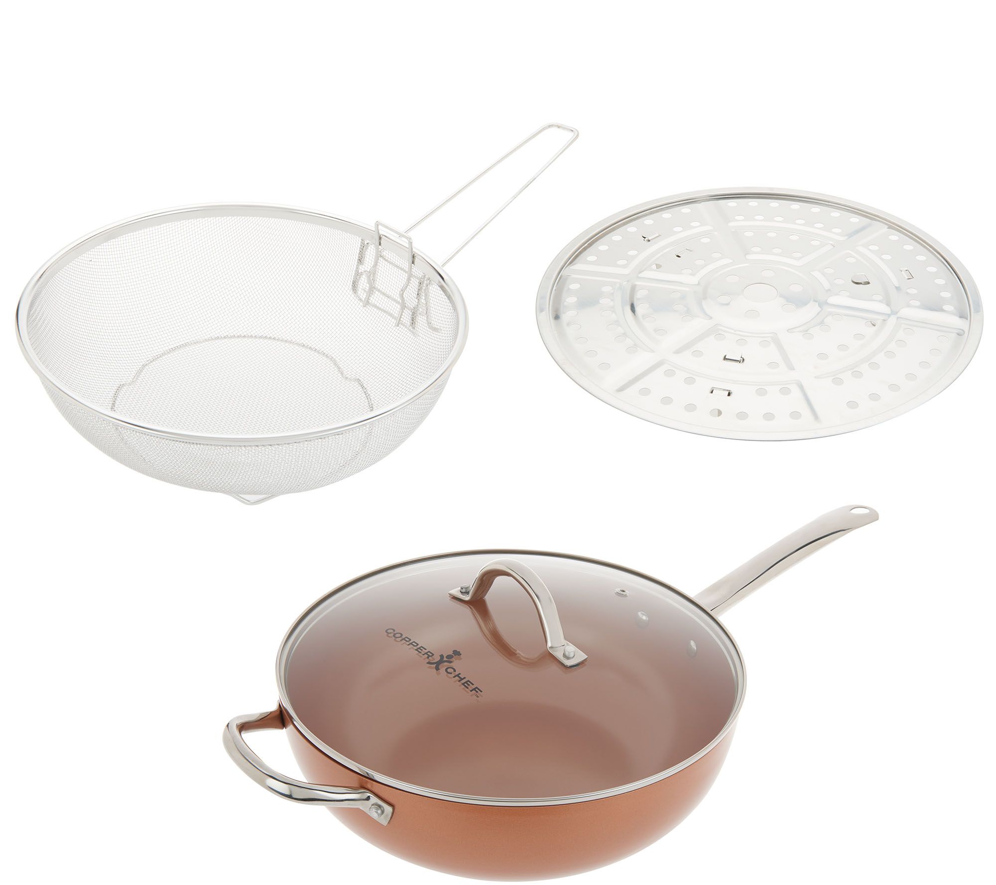 Copper Chef 12" Super Skillet with Glass Lid and Accessories - QVC.com