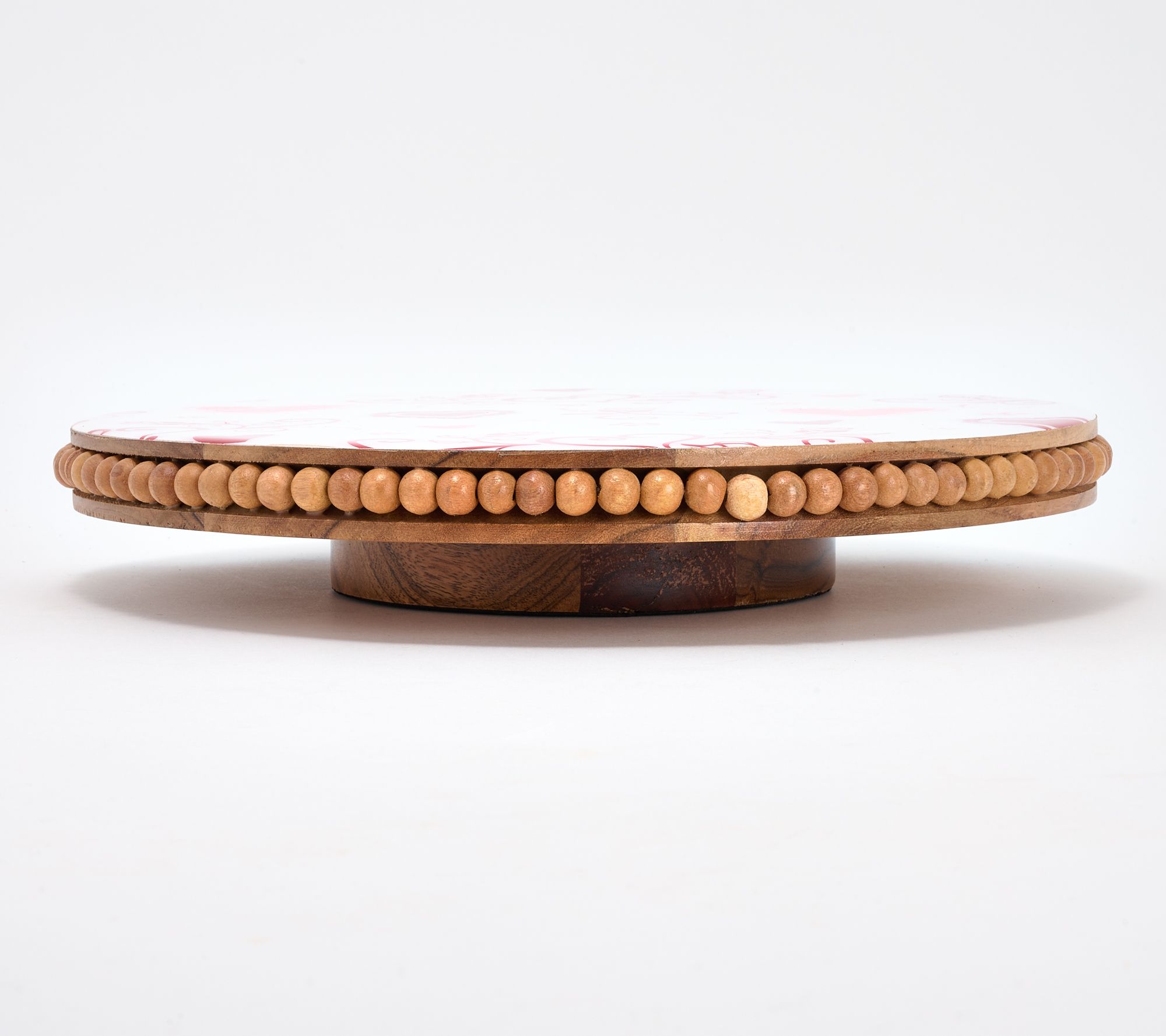 Temp-tations Seasonal Beaded Acacia Lazy Susan w/ Decal Print - QVC.com