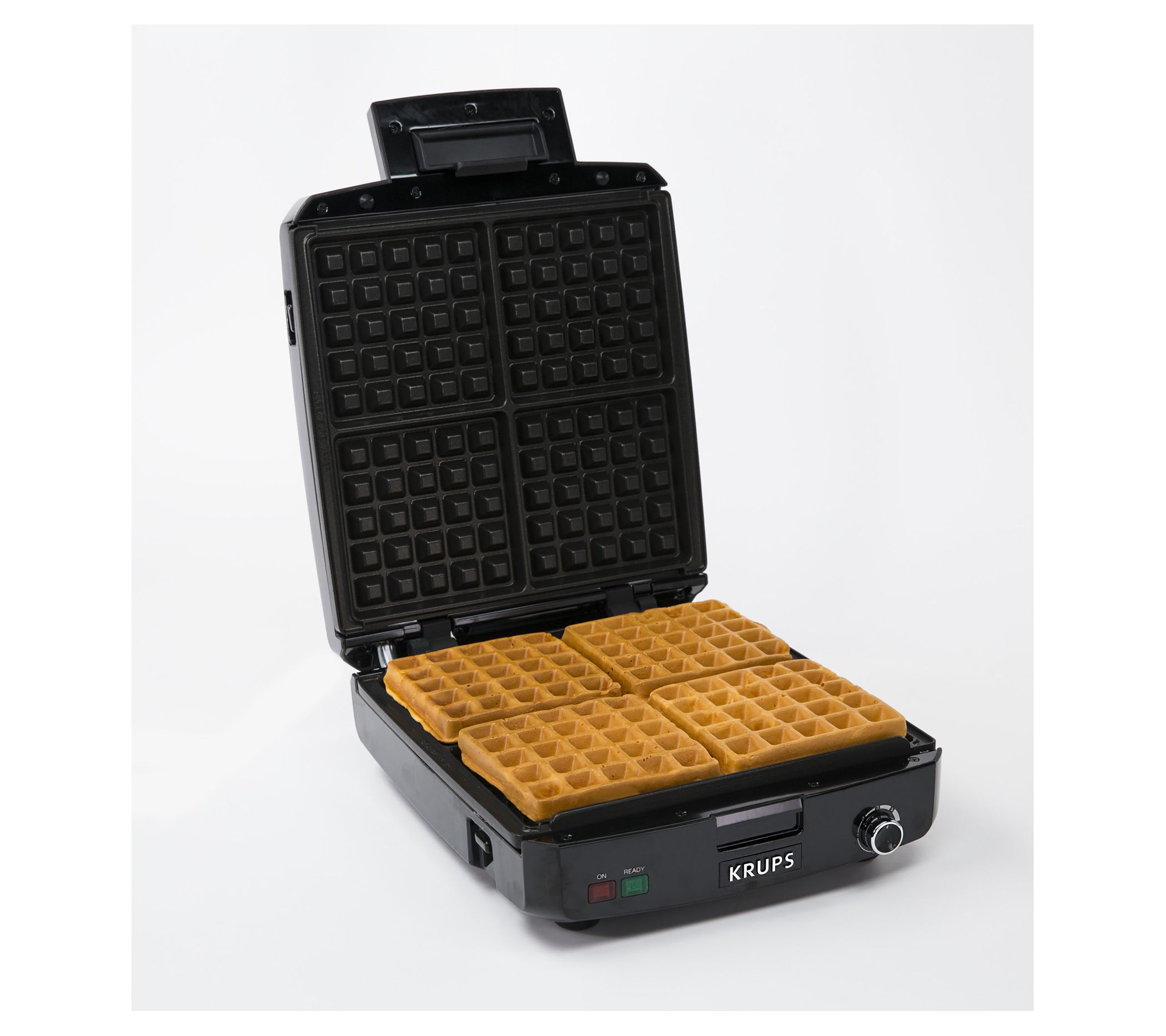Krups 4-Slice Belgian Waffle Maker w/ Dishwasher-Safe Plates - QVC.com