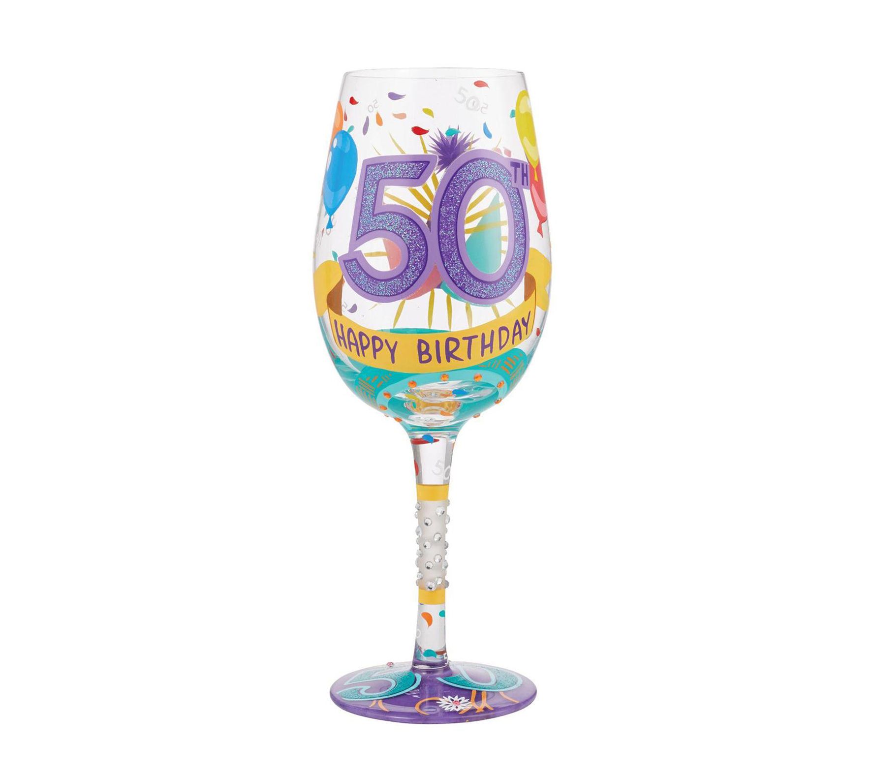 Enesco Lolita 15-oz Happy 50th Birthday Wine Gl ass - QVC.com