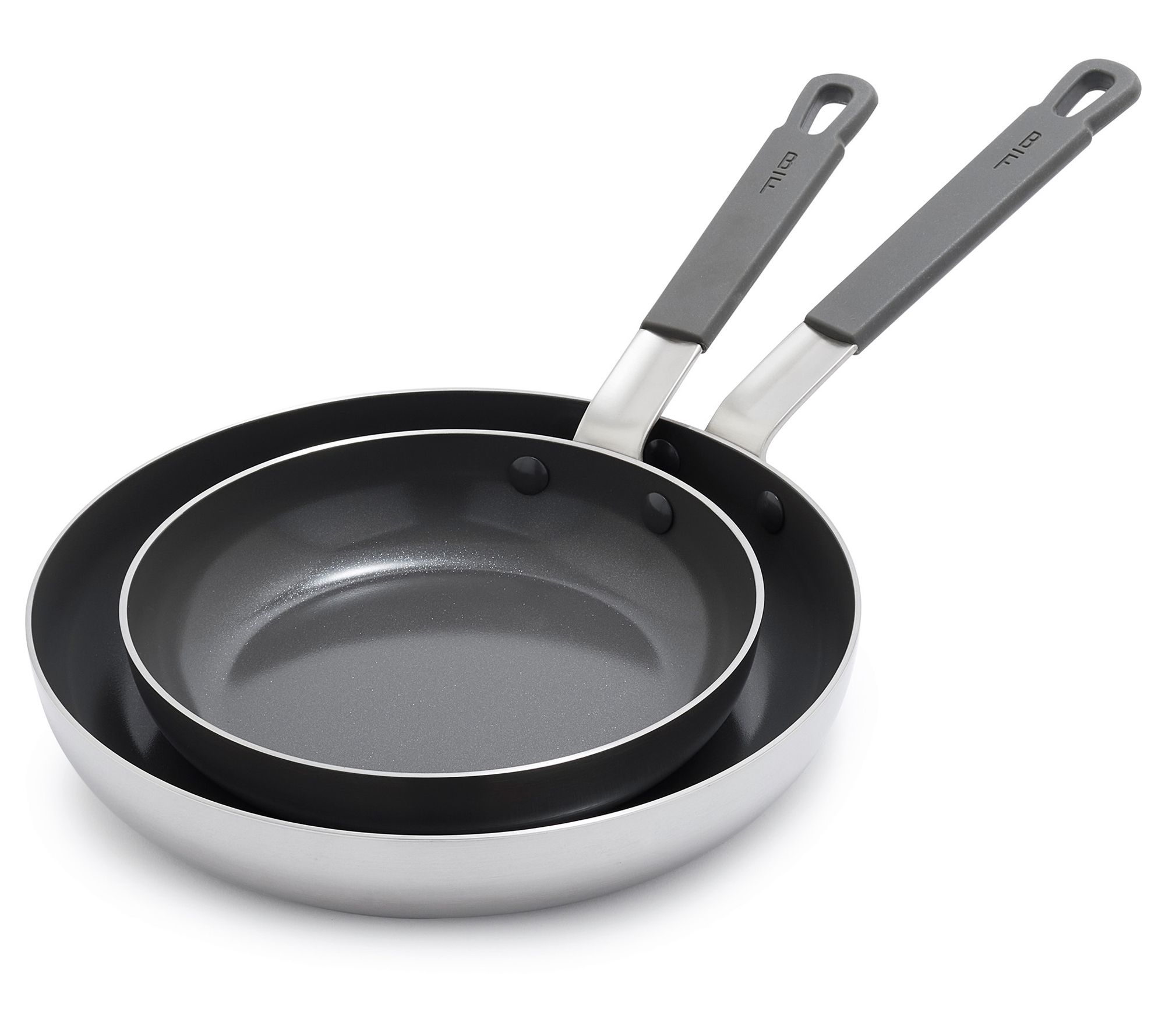 Bobby Flay by GreenPan Nonstick SS 8" and 10" Frypan Set - QVC.com