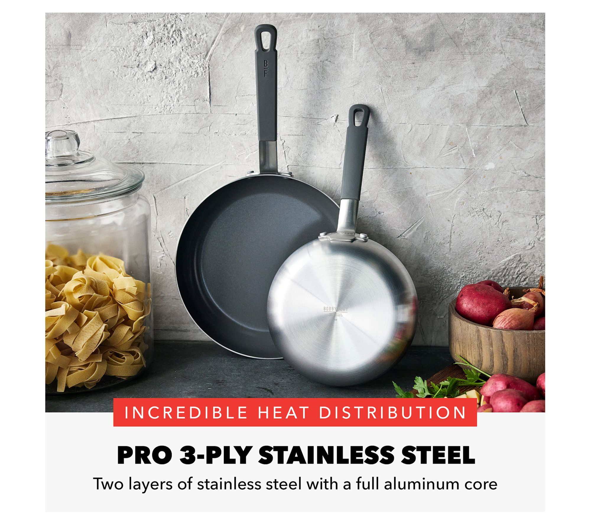 Bobby Flay by GreenPan Nonstick SS 8" and 10" Frypan Set - QVC.com