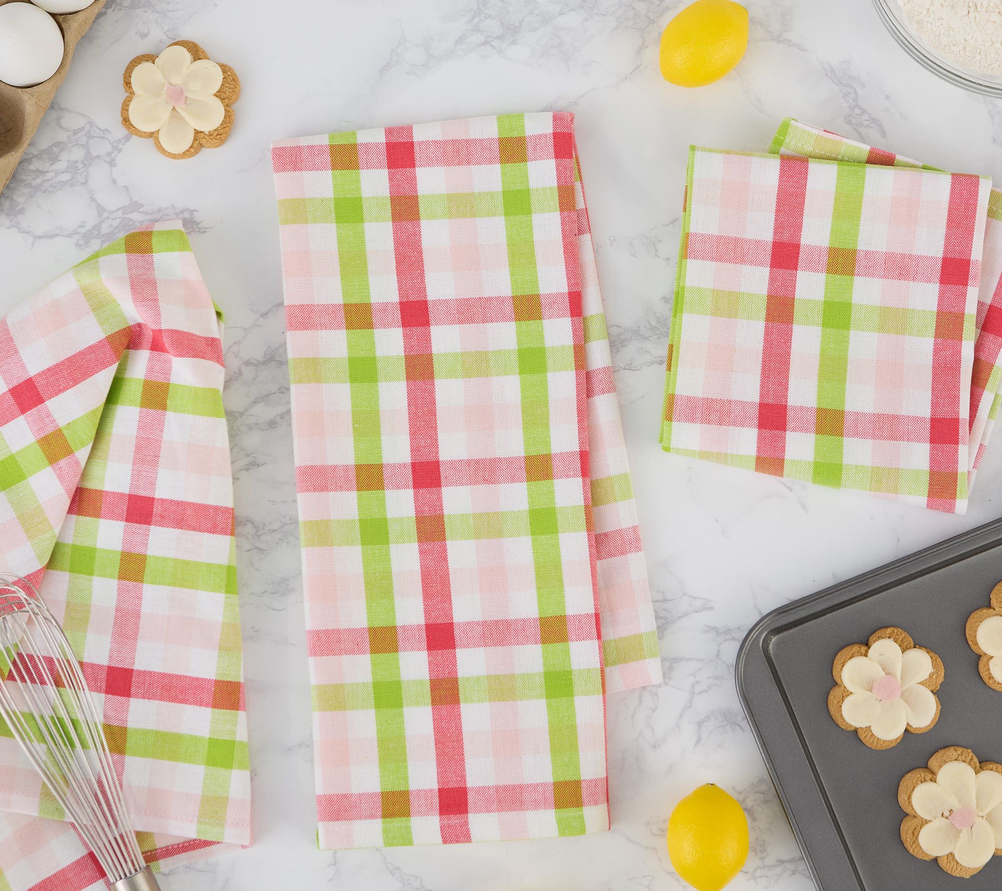 Design Imports Set of 3 Spring Check Kitchen Towels - QVC.com