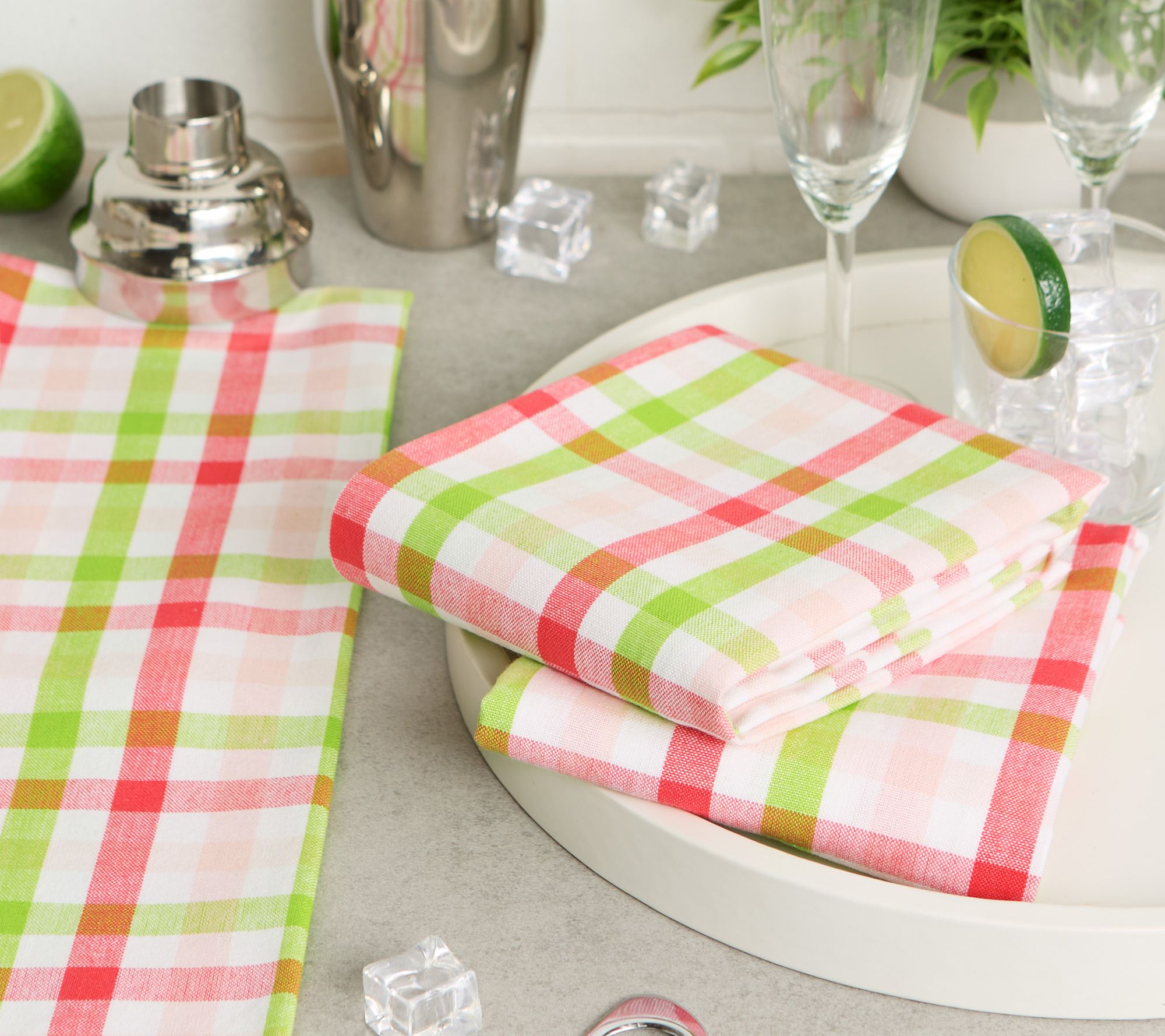 Design Imports Set of 3 Spring Check Kitchen Towels - QVC.com