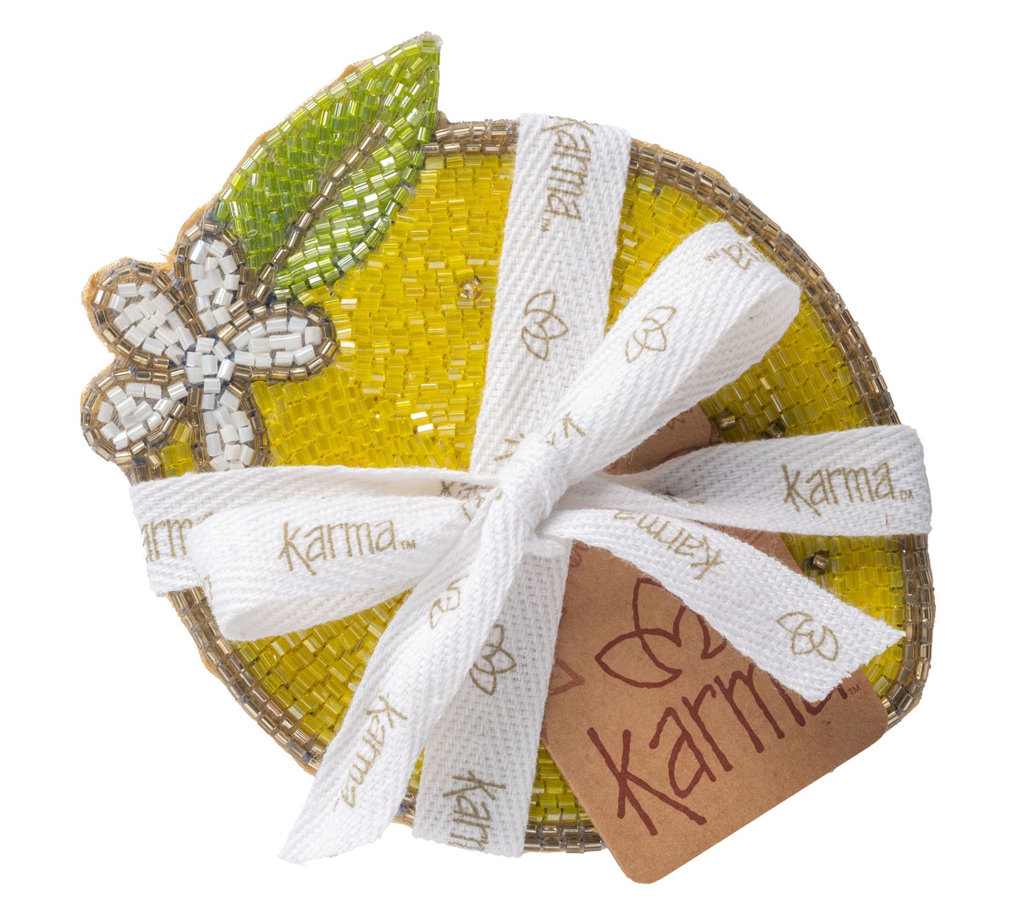 Karma Set of 4 Beaded Coasters - QVC.com