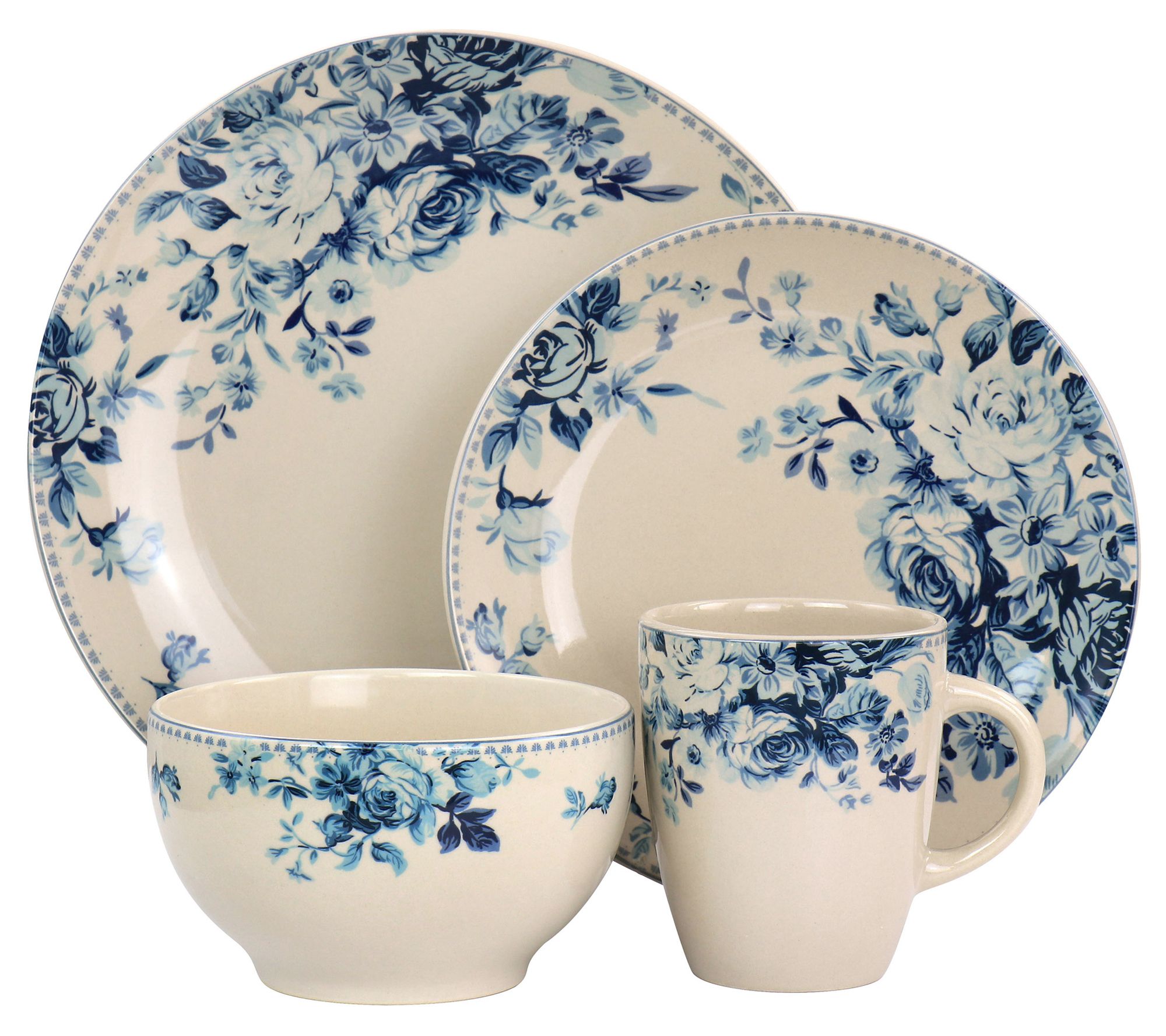 Elama Traditional Desert Rose 16-Piece Dinnerware Set - QVC.com