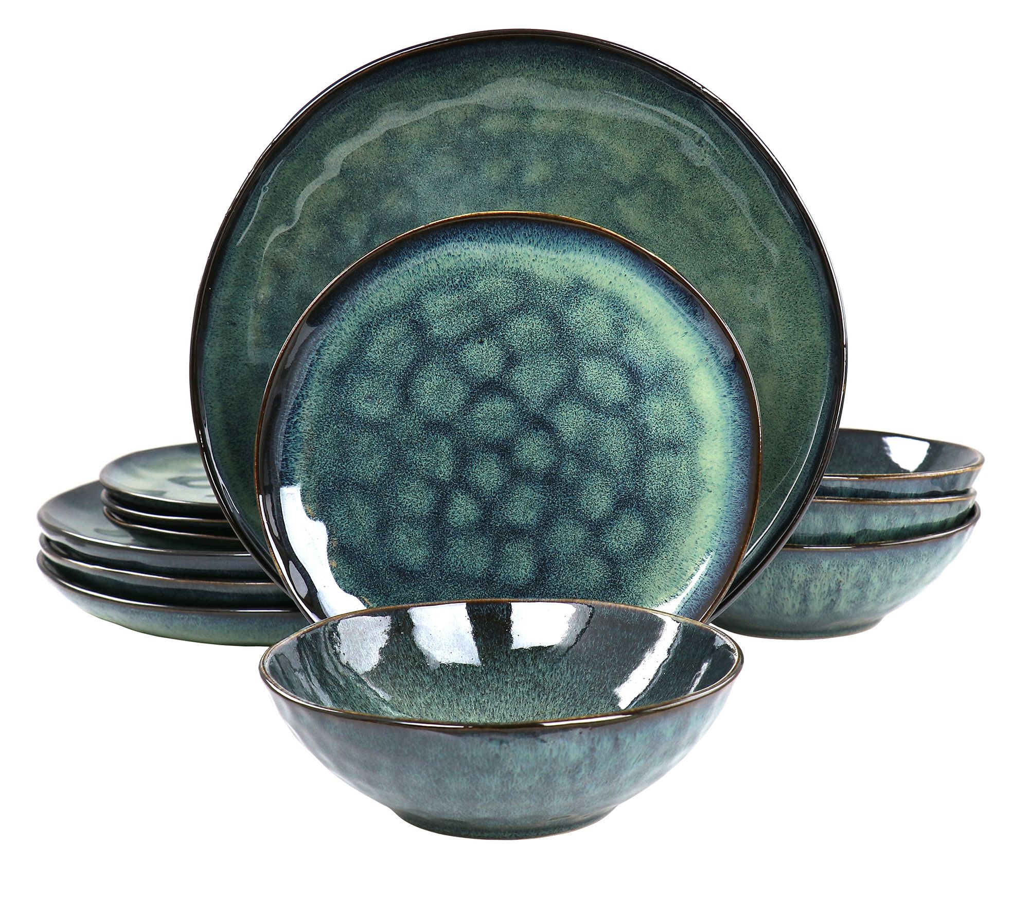 Elama Samara 12 Piece Stoneware Dinnerware Set - QVC.com