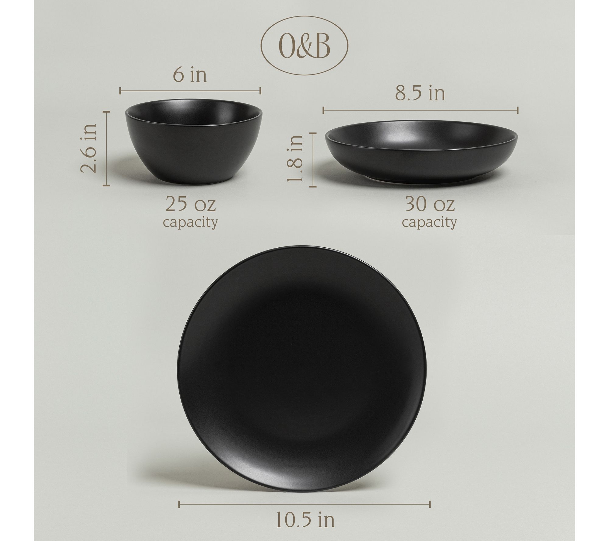 over&back Coupe 12-Piece Semi-Matte Stoneware Dinnerware Set - QVC.com