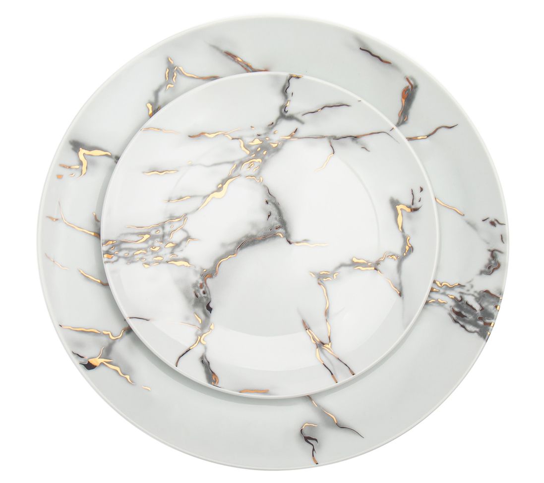 Godinger Rayo Marble 16-Piece Dinnerware Set - QVC.com
