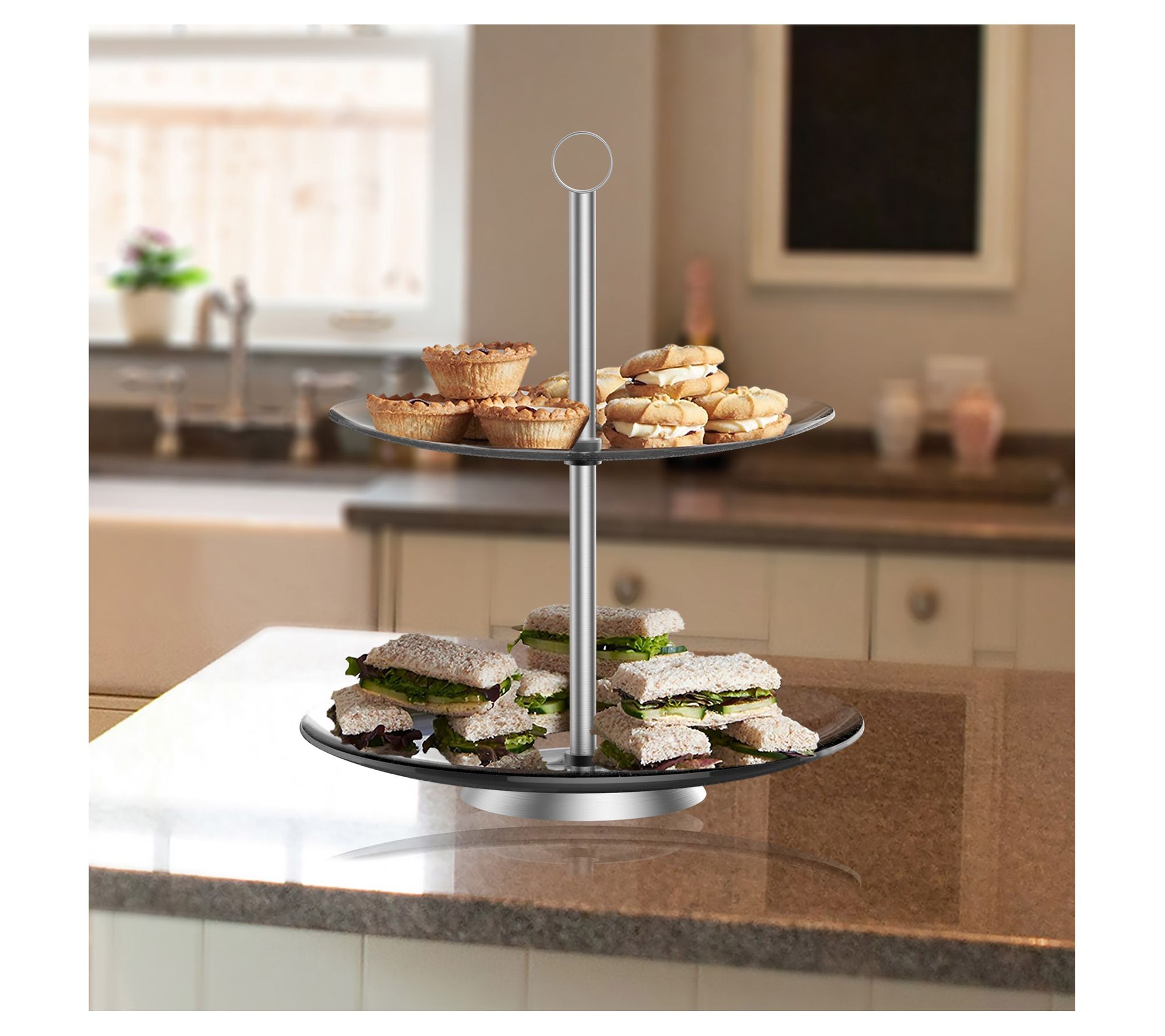 Chef Buddy 2-Tier Round Glass Display Stand - QVC.com