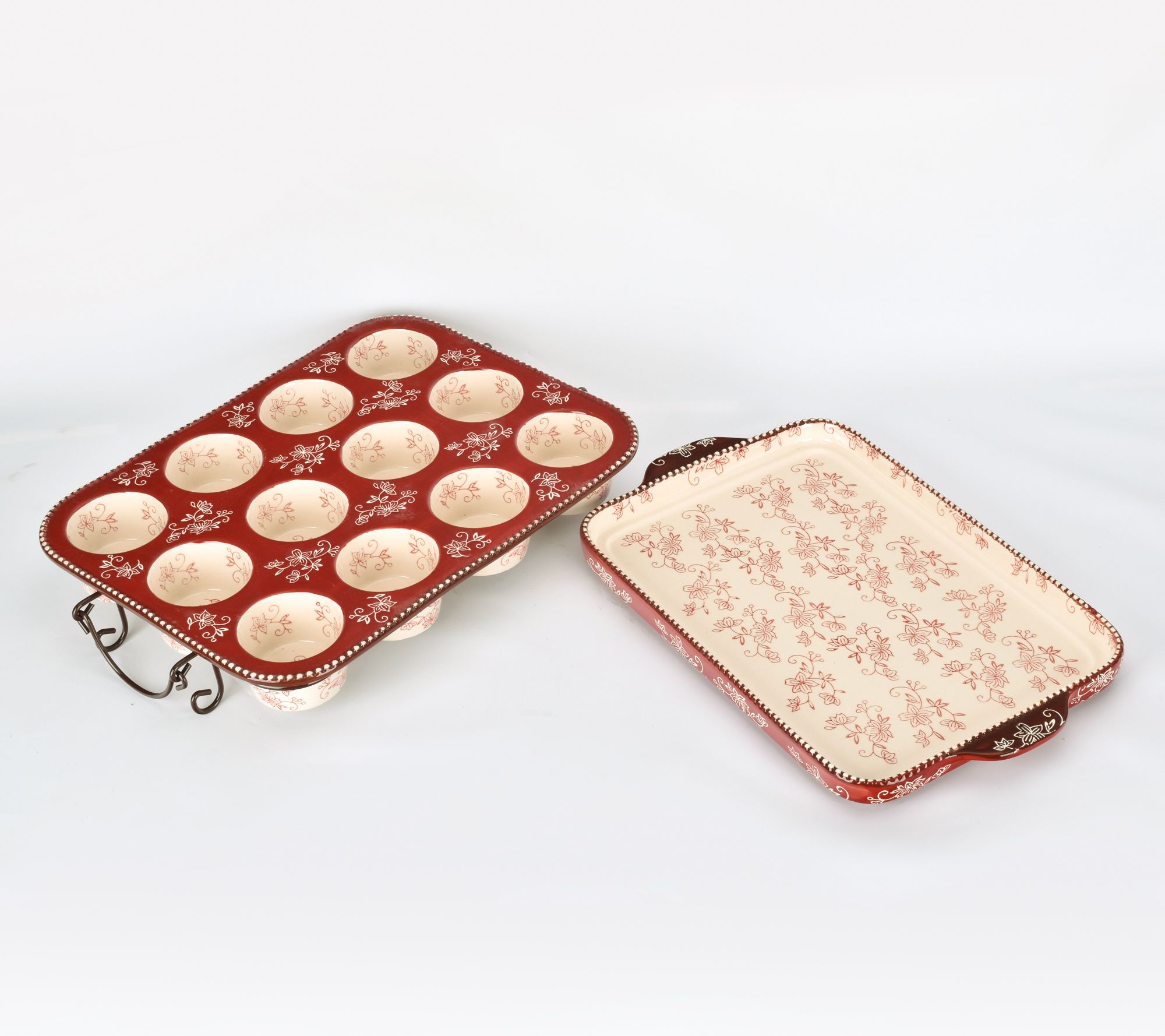 "As Is" Temp-tations Floral Lace 12 Cup Muffin Baker w/ Rack - QVC.com