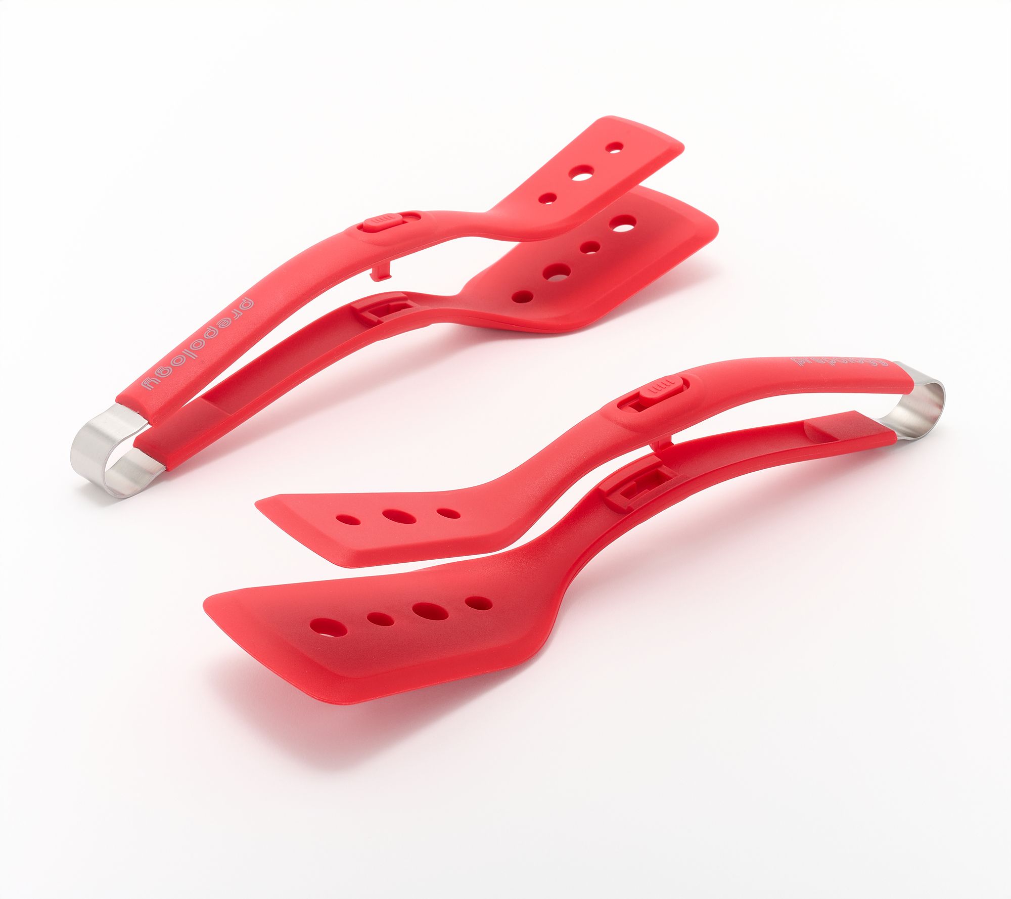 "As Is" Prepology Set of 2 Silicone Locking Spatula Tongs - QVC.com