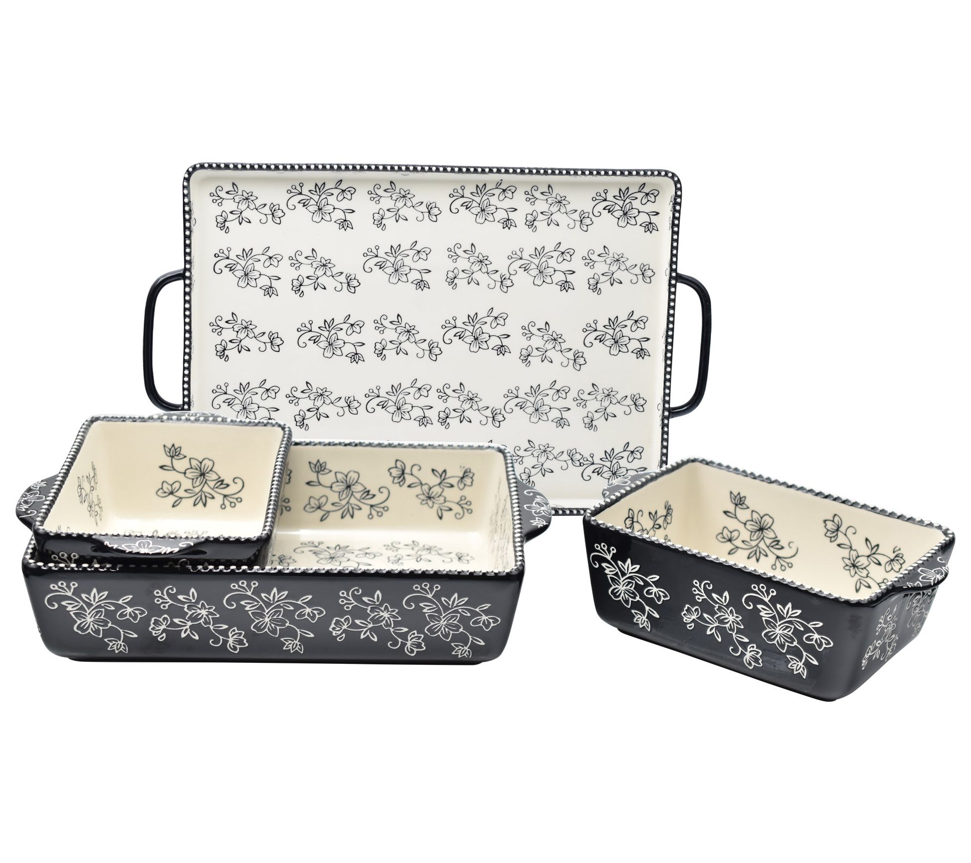 "As Is" Temp- tations Floral Lace 4-Piece Nestable Bake Set - QVC.com