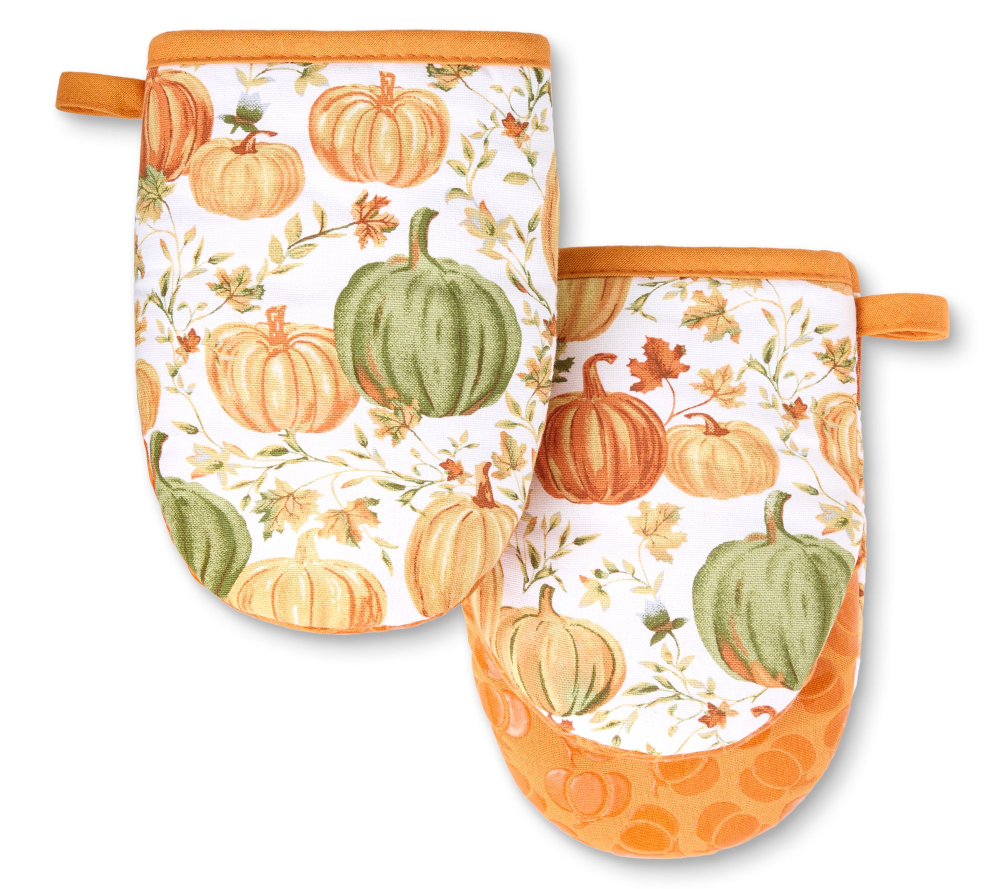 MARTHA STEWART Autumn Pumpkins Mini Oven Mitt 2-Pack Set - QVC.com