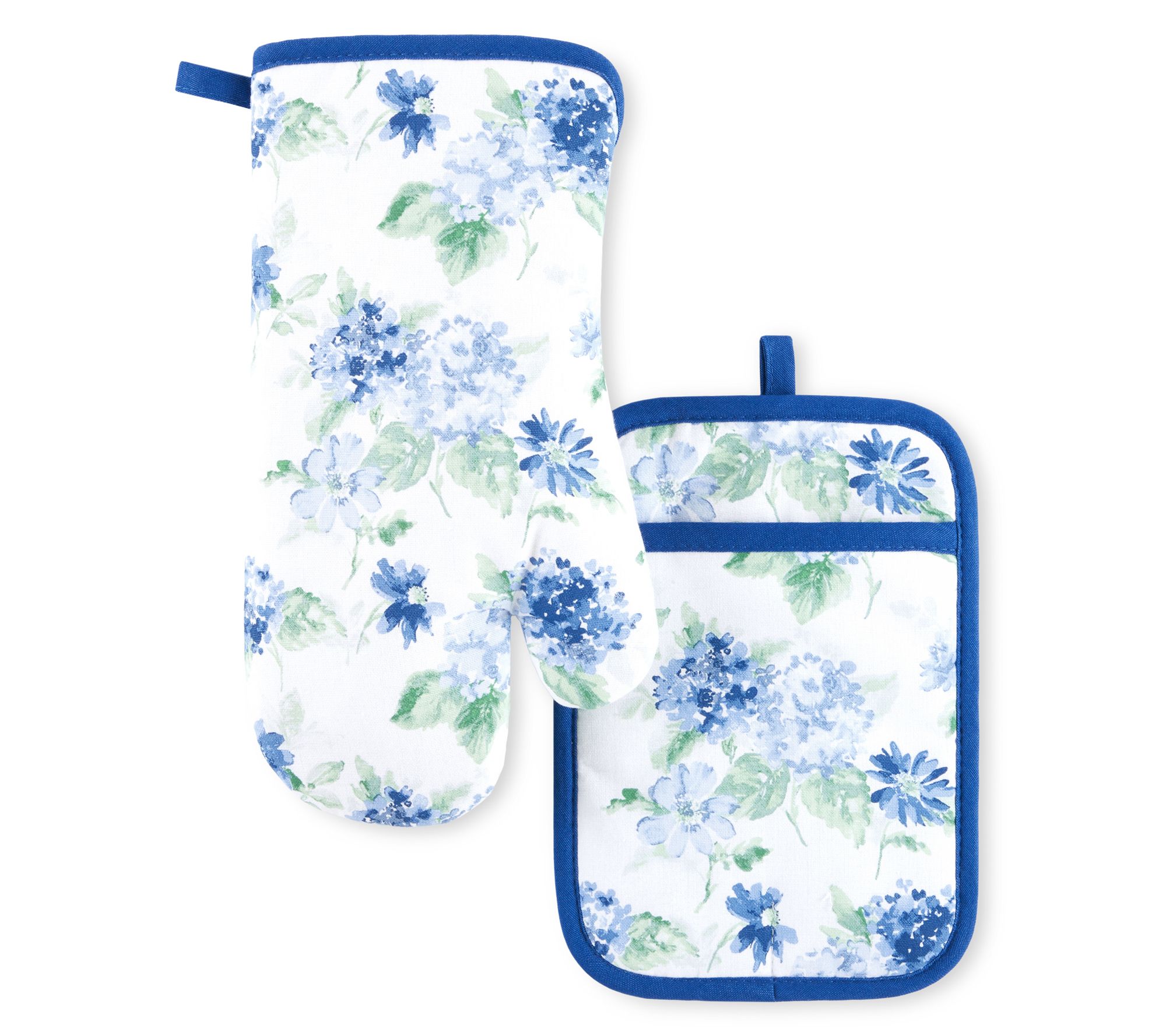 MARTHA STEWART Amber Floral Oven Mitt & Pot Holder 2-Pack Set - QVC.com