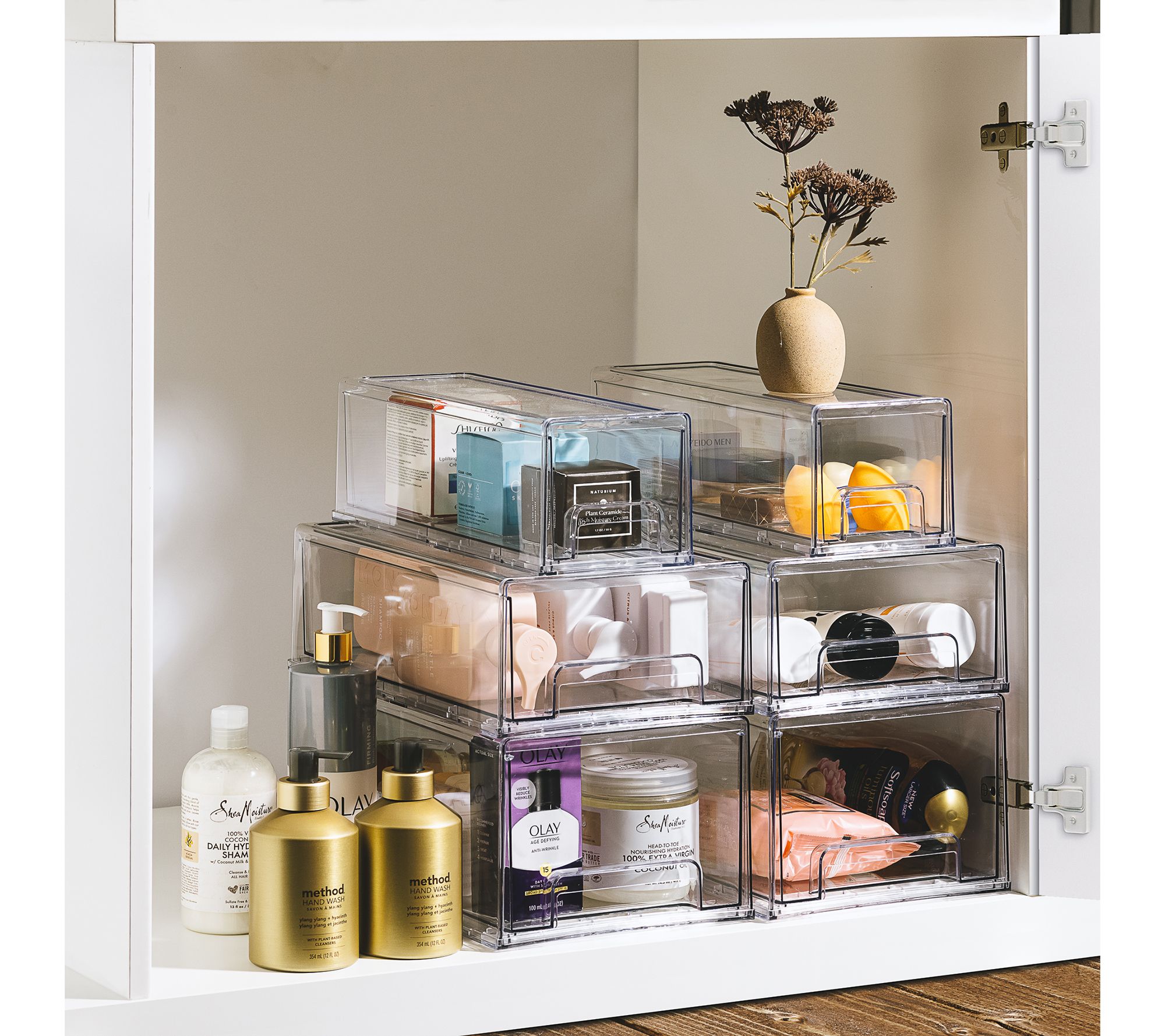 Sorbus 4-Pack Small Clear Plastic Pull Out Drawer Organizers - QVC.com