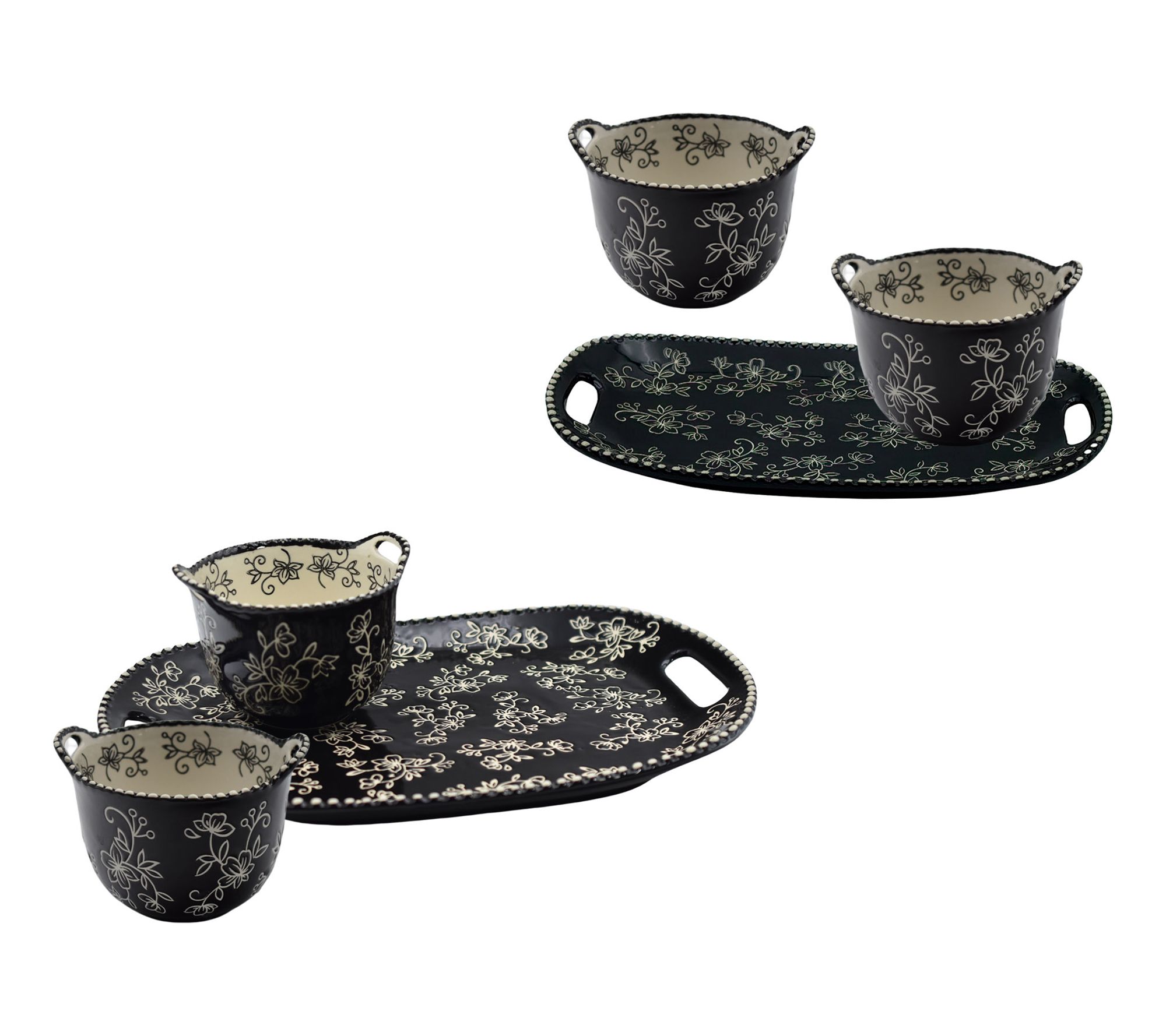 Temp-tations Floral Lace 6-pc Everyday Serving Tray and Bowl Set - QVC.com