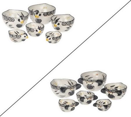 "As Is" Temp-tations Old World 6pc. Pig or Chicken Measuring Cups - QVC.com