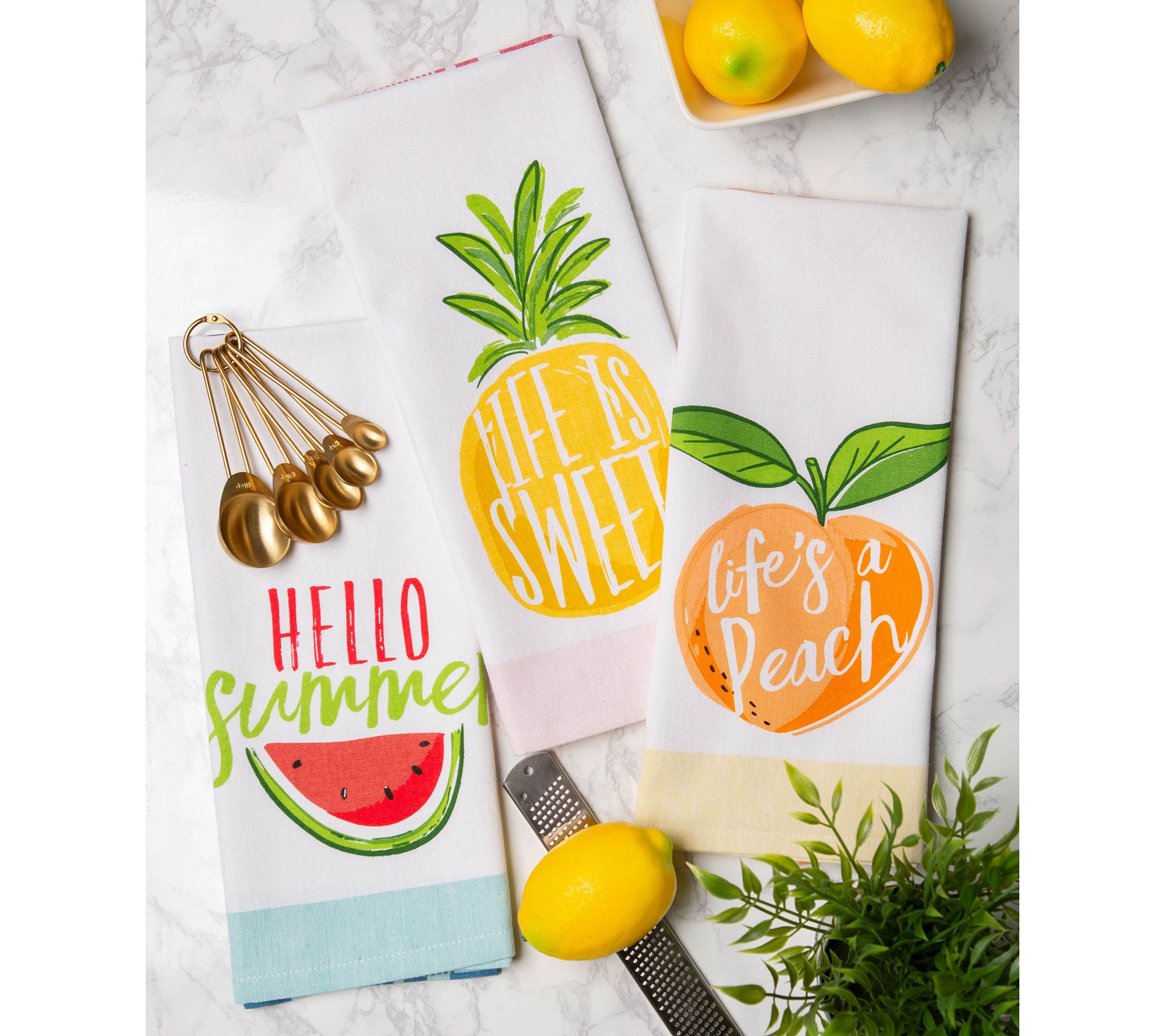 Design Imports Set/3 Hello Summer Kitchen Towels - QVC.com