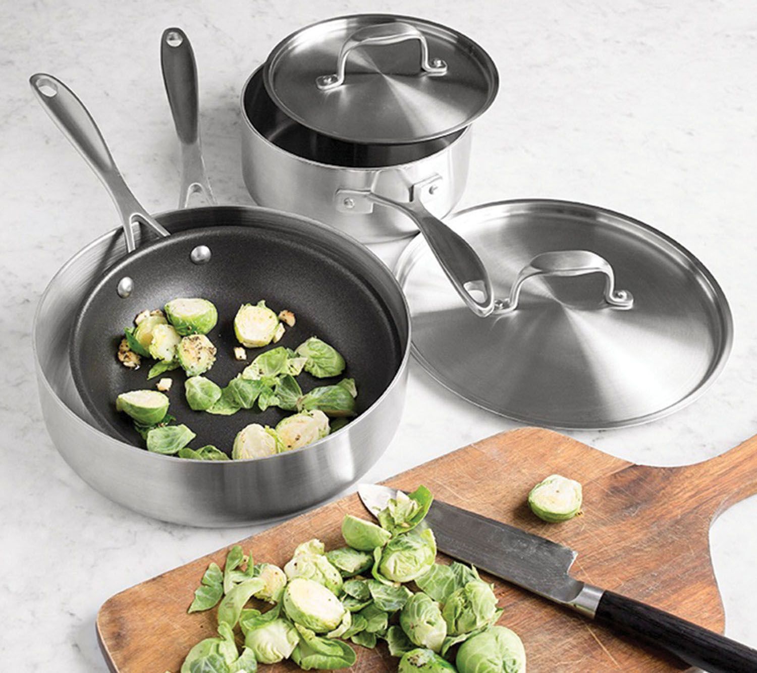 American Kitchen 5-Piece Stainless Steel Cookware Set - QVC.com