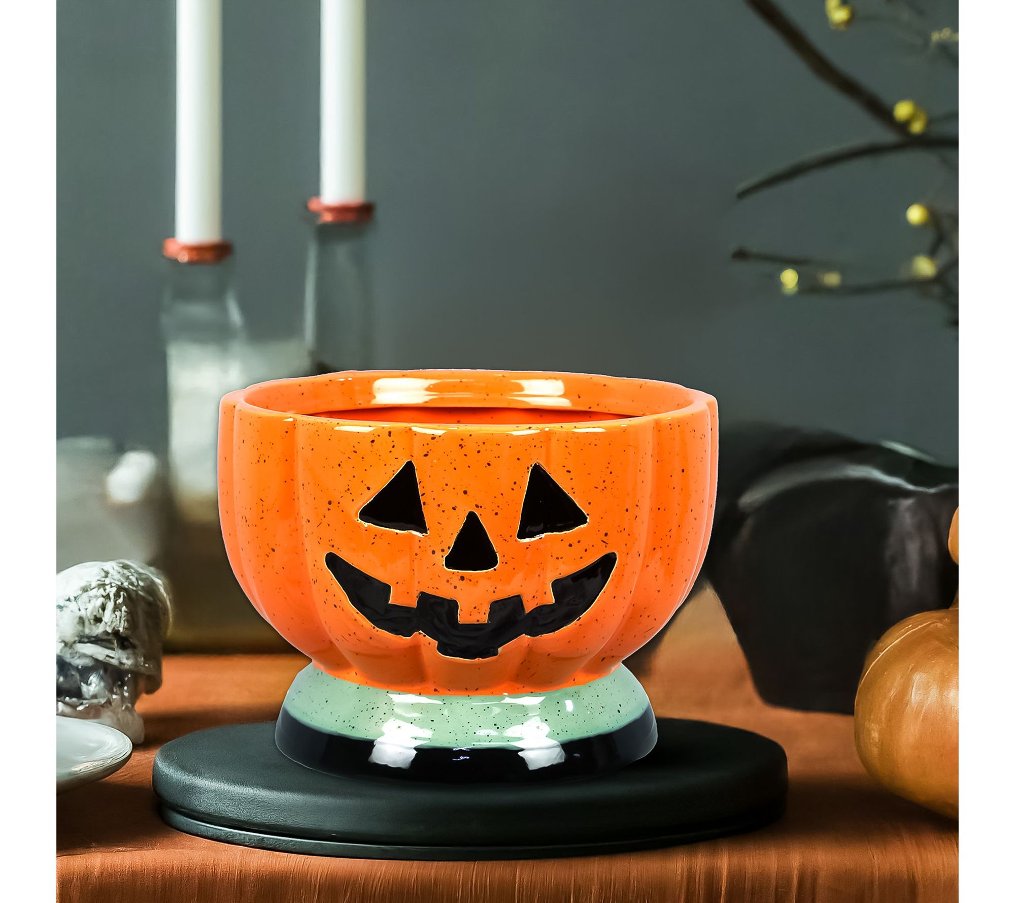 Young's Large Ceramic Pumpkin Candy Bowl - QVC.com