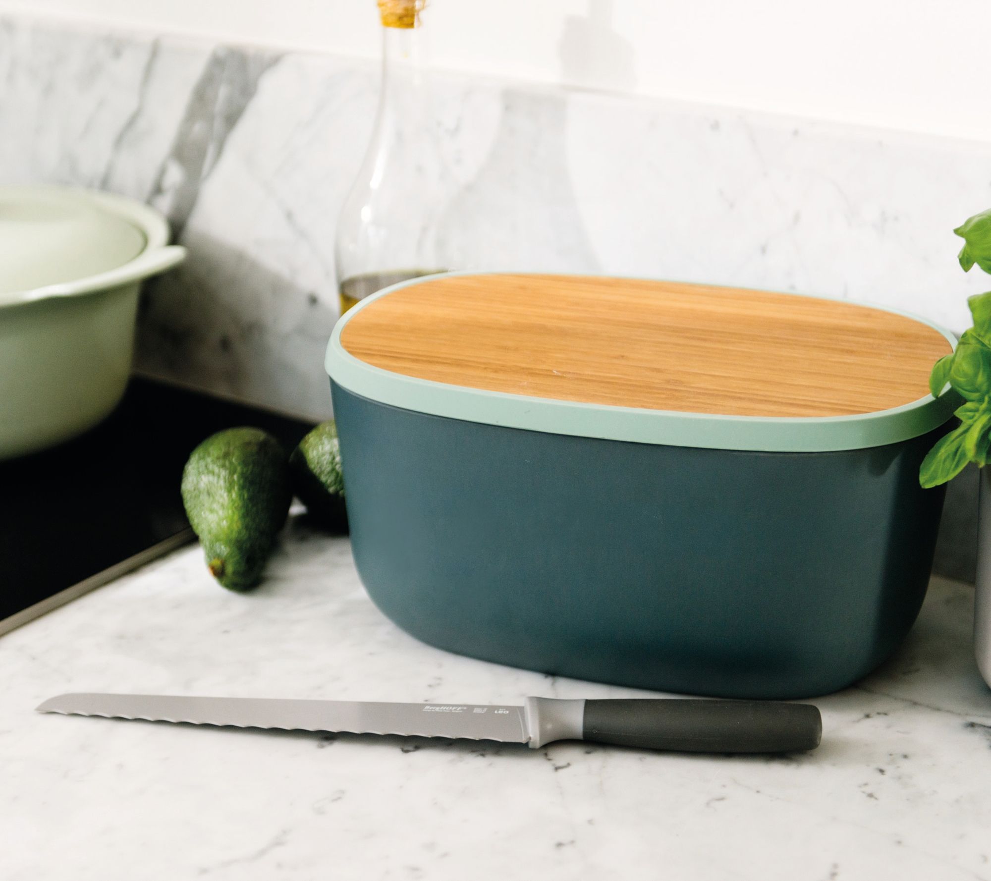 BergHOFF Leo 12.5" Bamboo Bread Box with Cutting Board - QVC.com